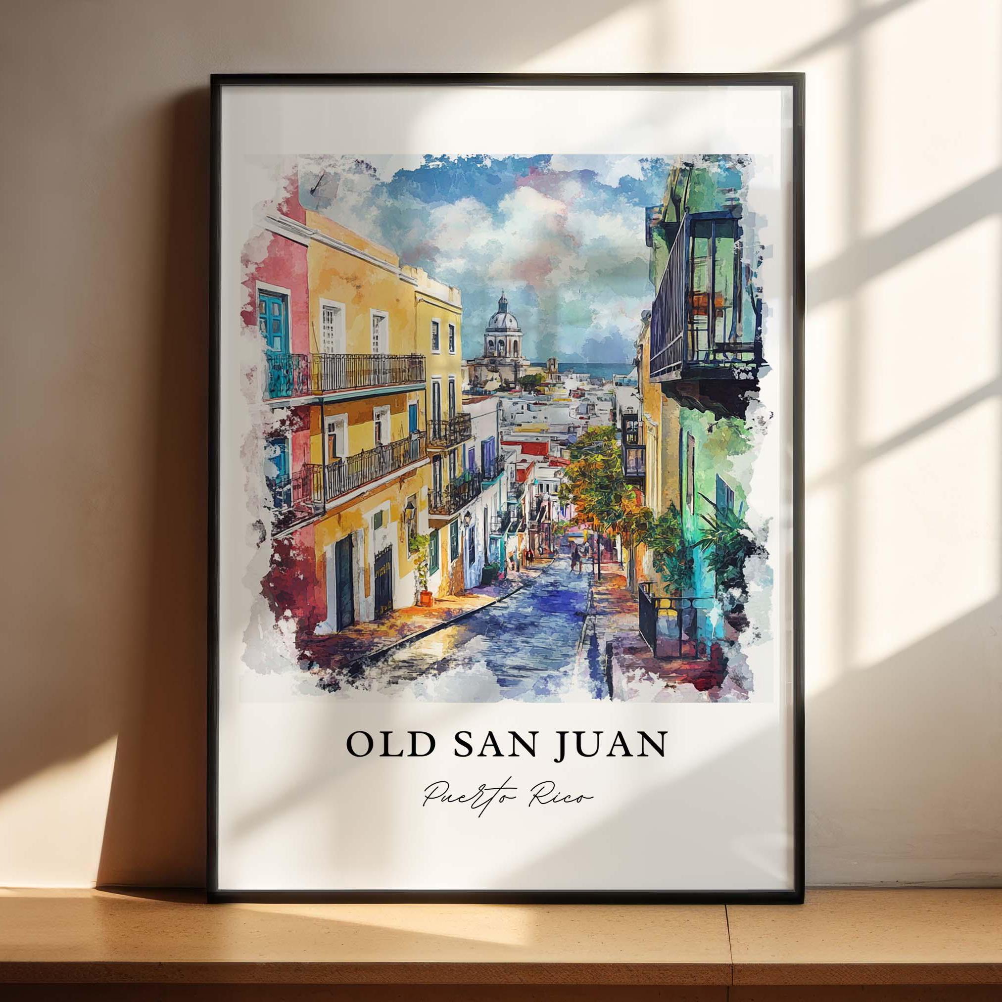 Old San Juan Wall Art, San Juan PR Print, Puerto Rico Watercolor Art ...