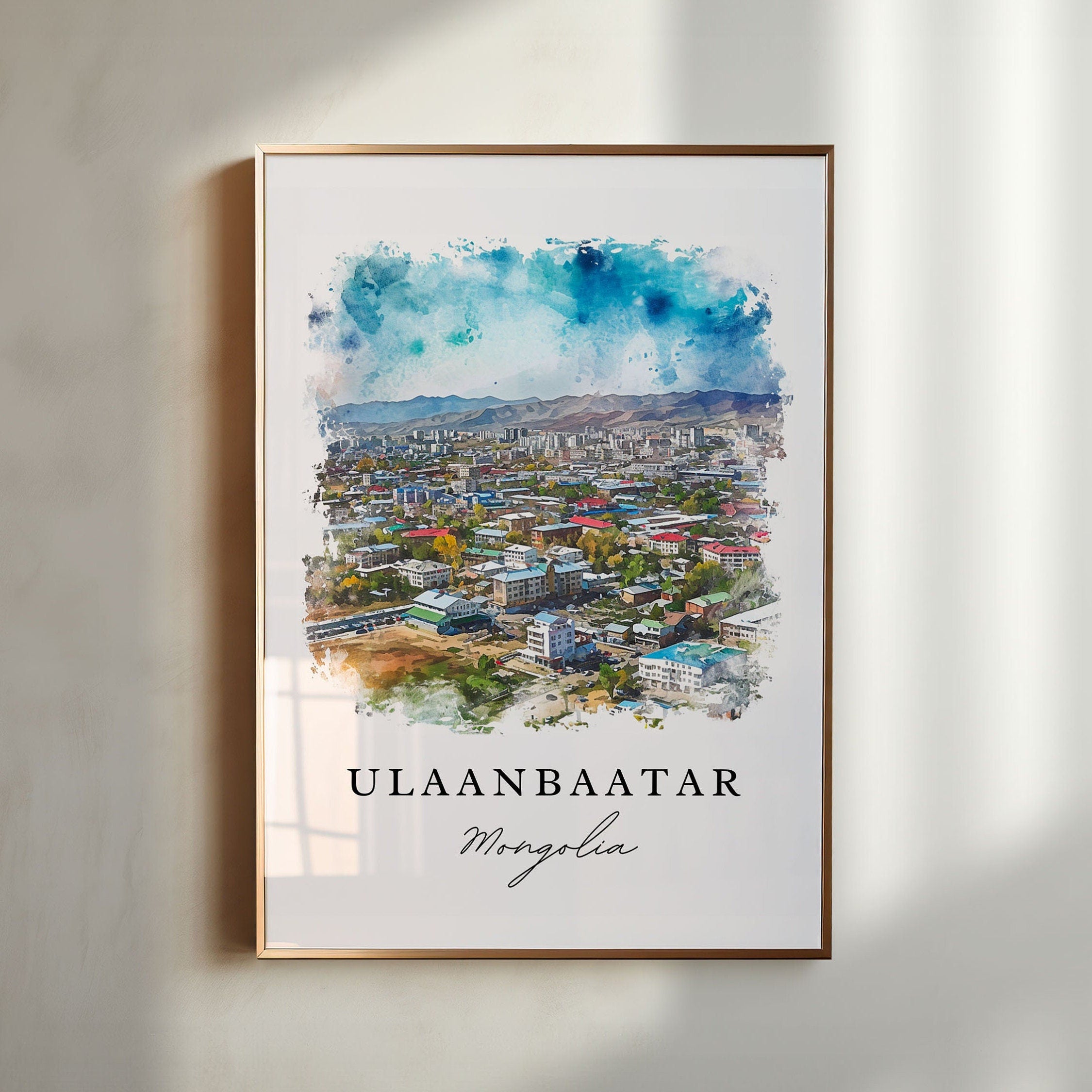 Ulaanbaatar wall art - Mongolia, Ulaanbatar print, Ulaanbaatar Mongoli – Premium Travel Art