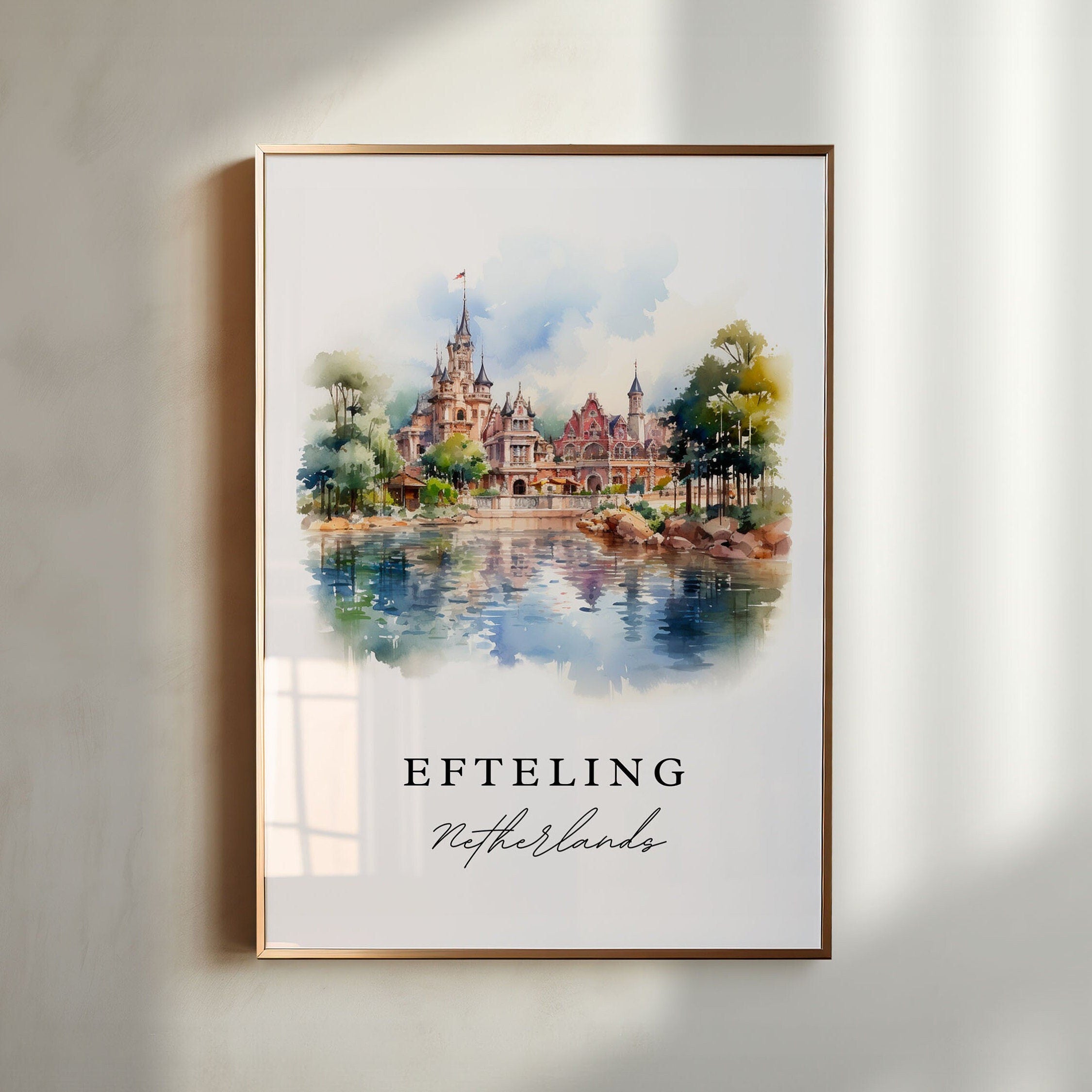 Efteling traditional travel art - Netherlands, Efteling poster print ...