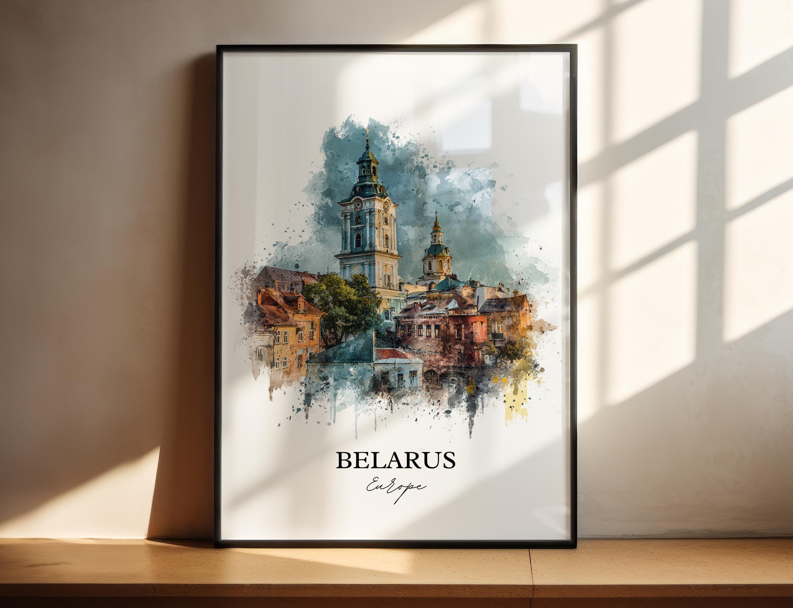 Belarus Wall Art, Belarus Print, Belarus Watercolor Art, Belarus Gift ...