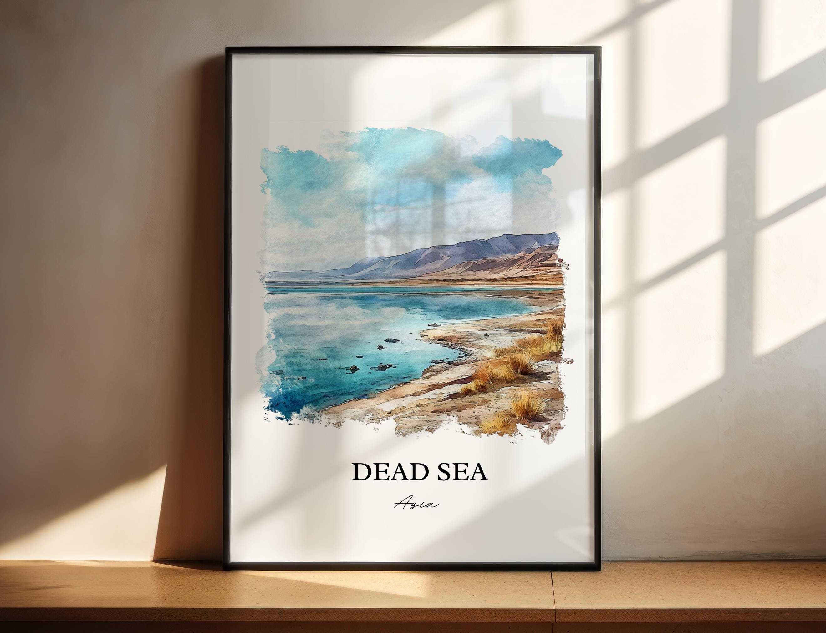 Dead Sea Wall Art, Dead Sea Asia Print, Dead Sea Watercolor Art, Dead ...