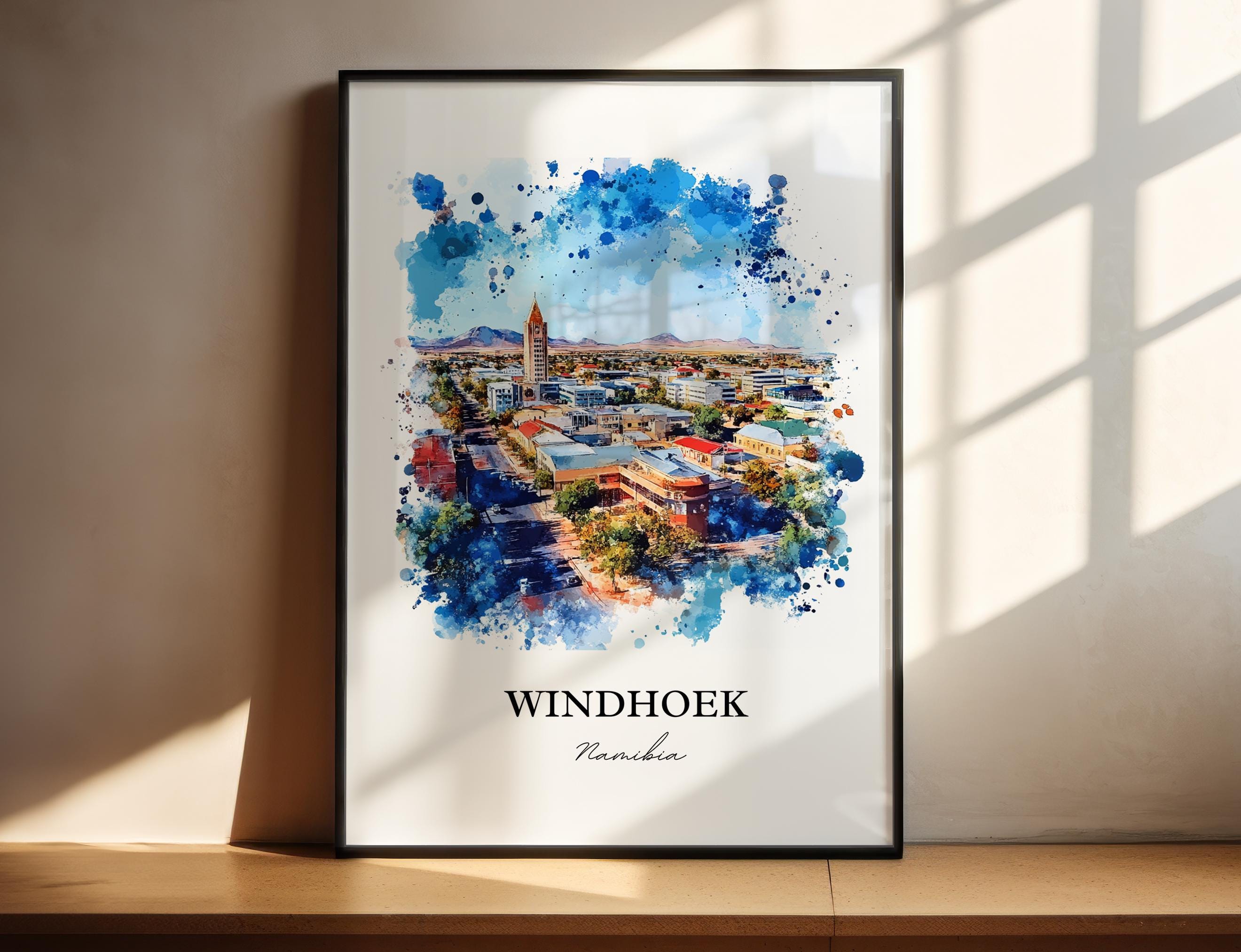 Windhoek Wall Art, Windhoek Namibia Print, Namibia Watercolor Art, Nam ...