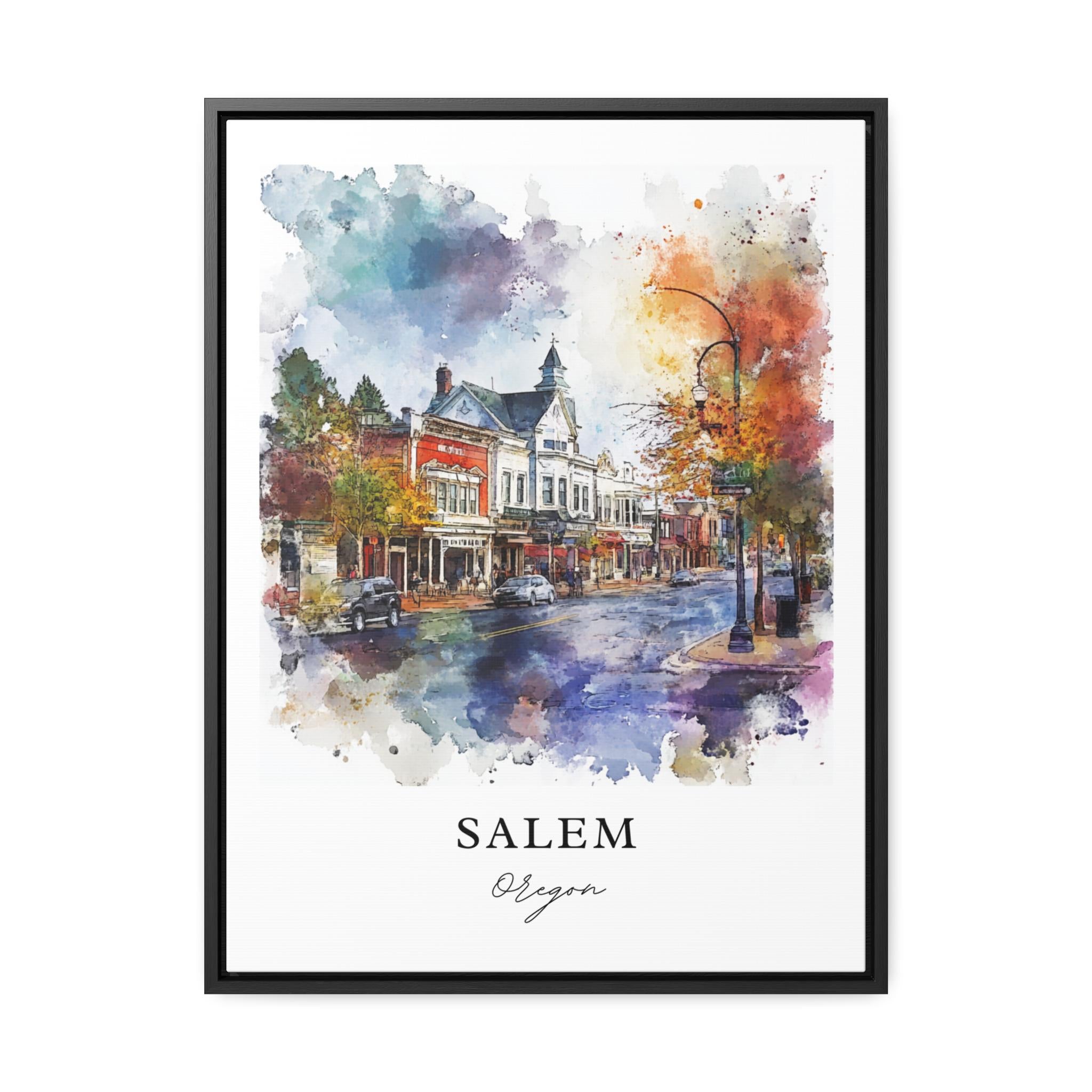 Salem Oregon Wall Art, Salem OR Print, Salem Watercolor Art, Salem OR ...