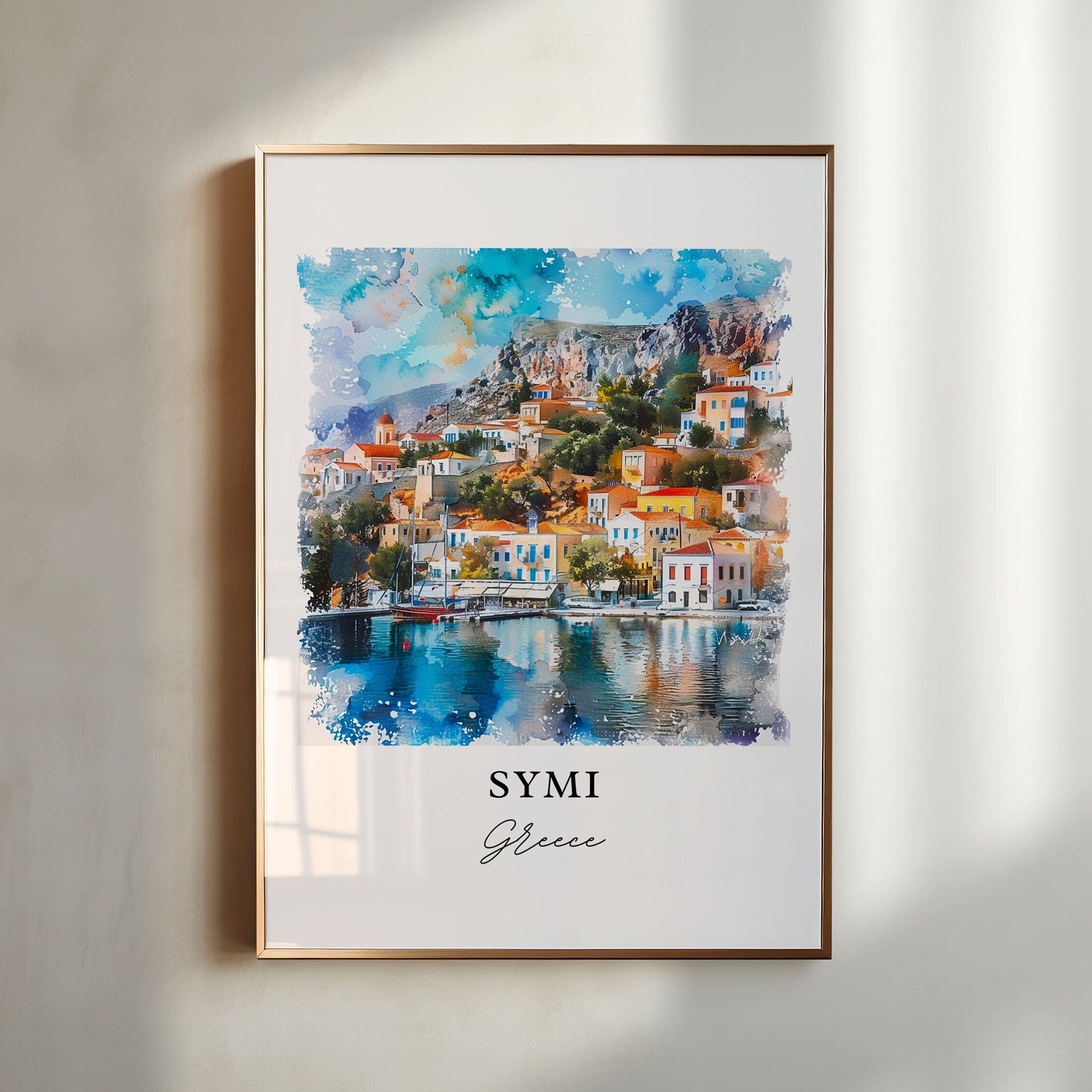 Symi Greece Wall Art, Symi Print, Dodecanese Islands Watercolor, Symi ...