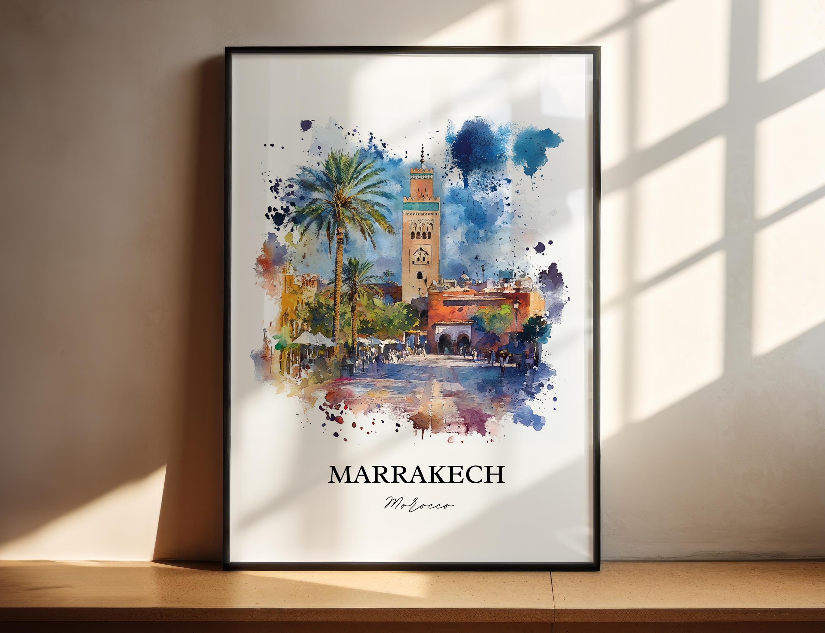 Marrakech Wall Art, Marrakech Print, Morocco Watercolor Art, Marrakech ...
