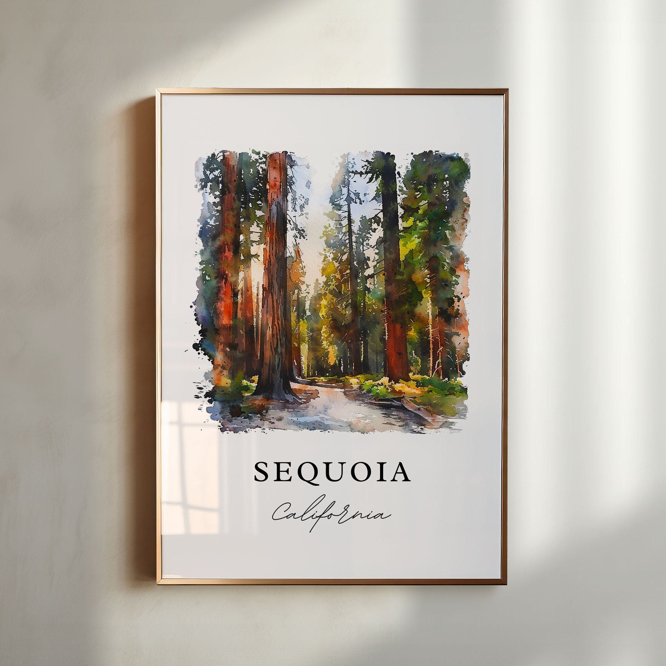 Sequoia CA Wall Art, Sequoia National Park Print, Sequoia Watercolor A ...
