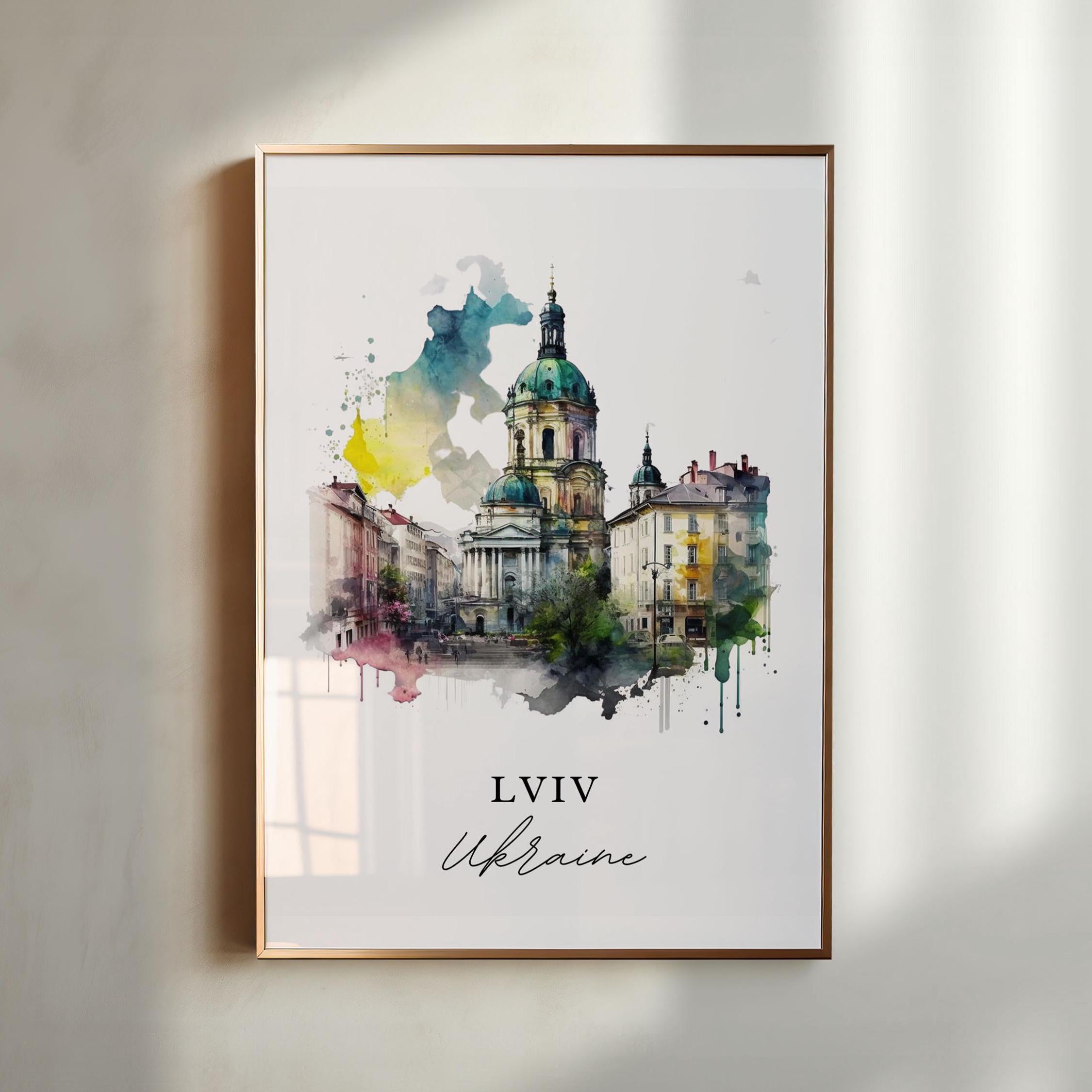 Lviv Ukraine wall art - Ukraine, Lviv poster, Lviv Wedding gift, Birth ...
