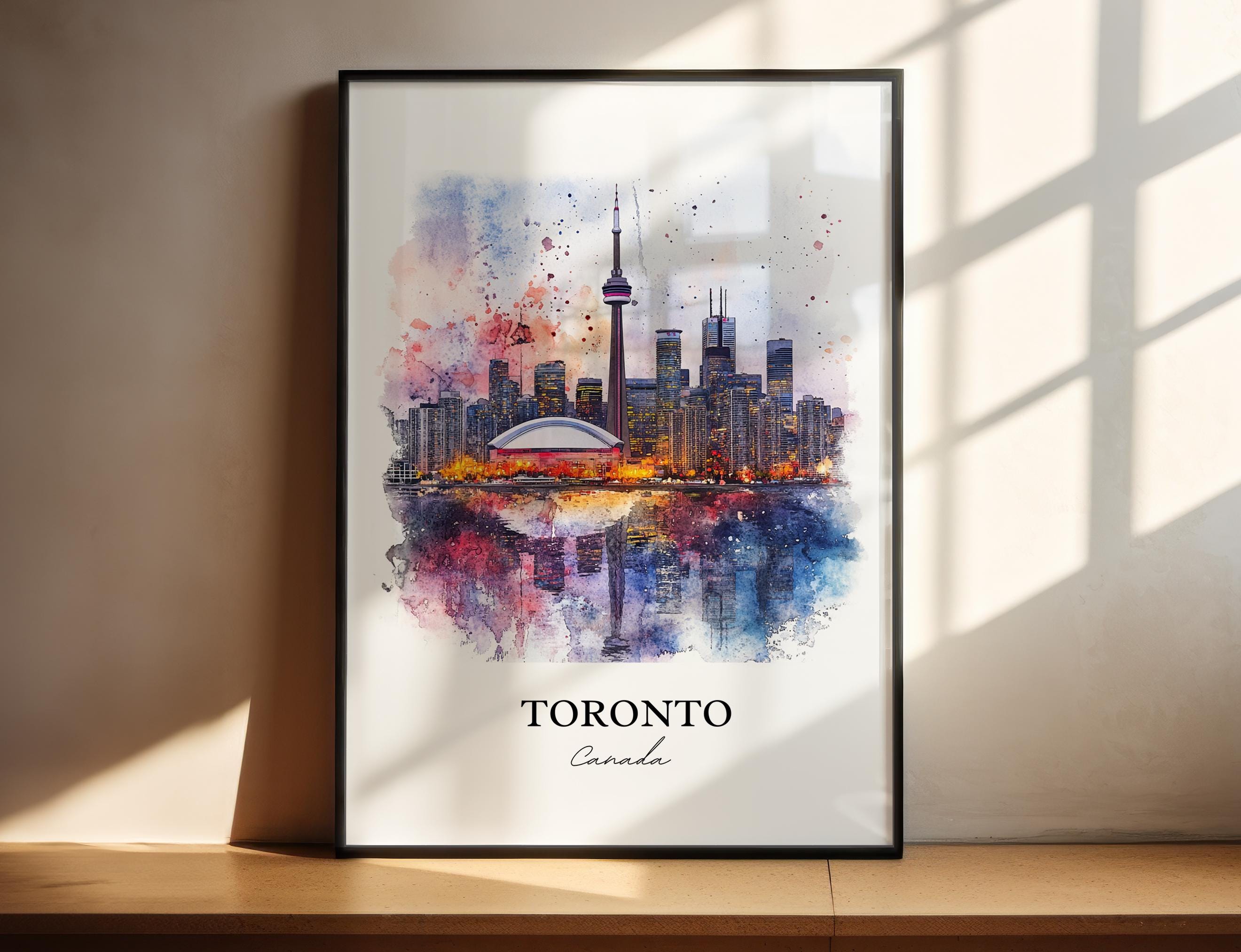 Toronto Wall Art, Toronto Skyline Print, Toronto Watercolor Art, Toron ...