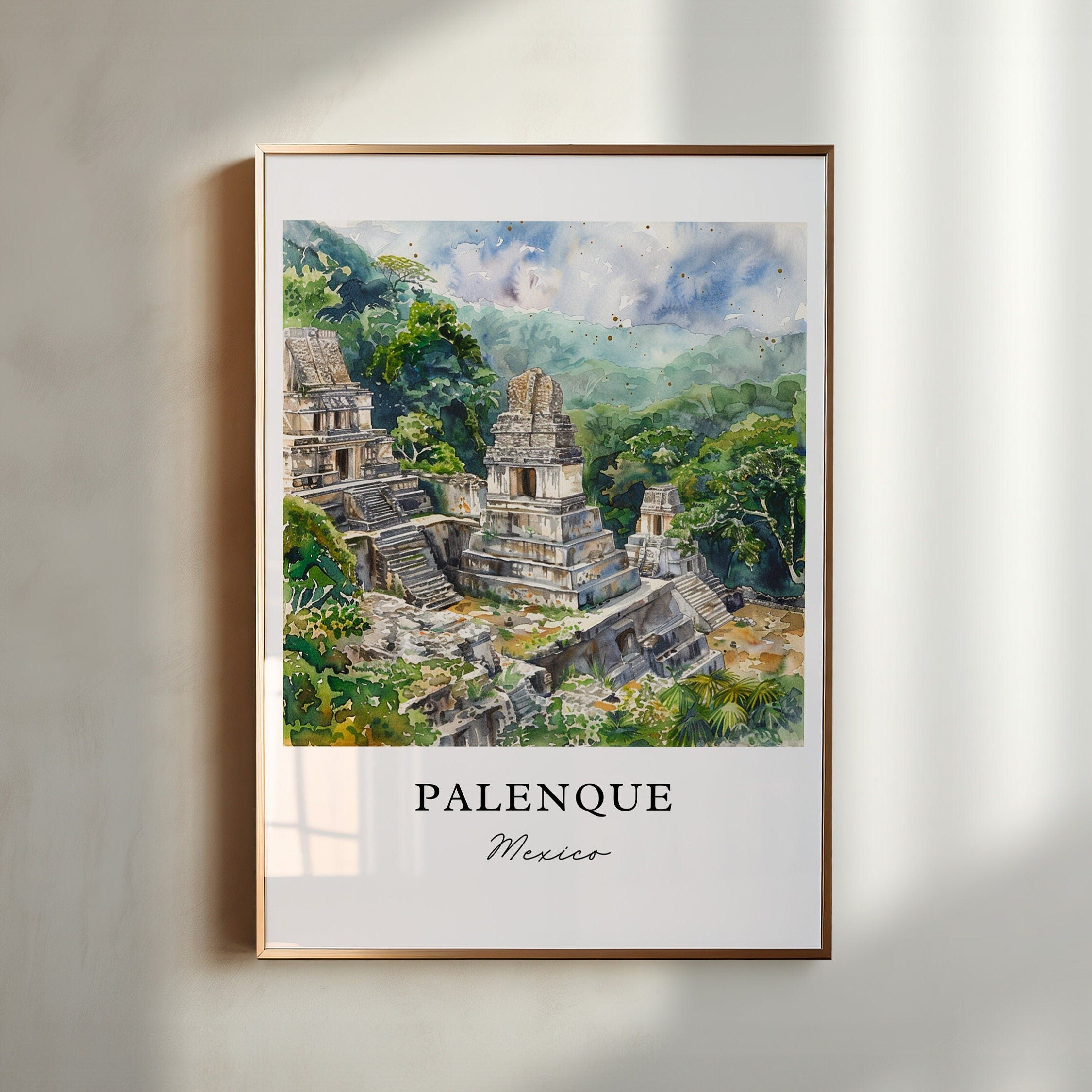 Palenque Wall Art, Palenque Mexico Print, Chiapas MX Watercolor, Palen ...