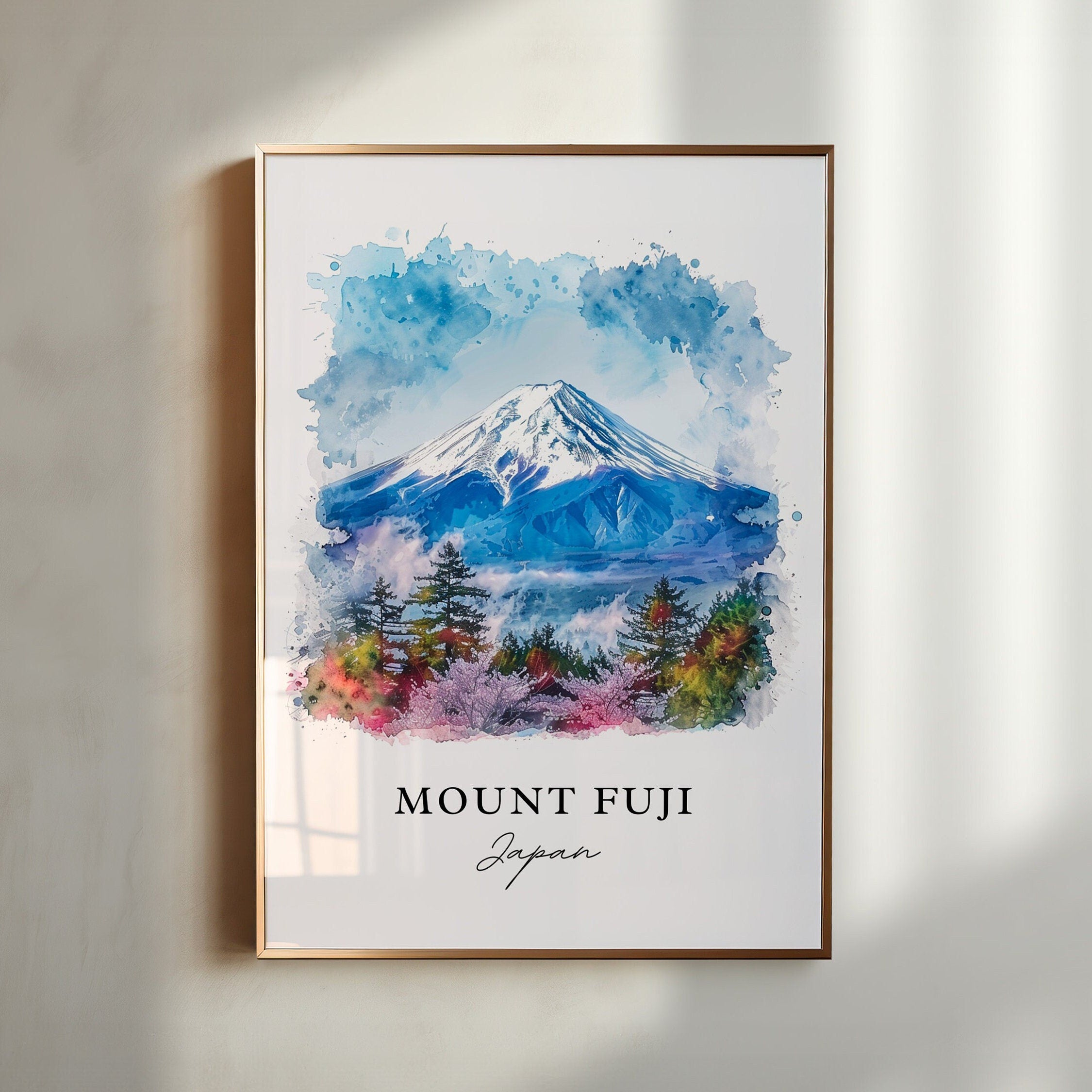 Mount Fuji Wall Art, Mt Fuji Japan Print, Fuji-San Watercolor, Mount F ...