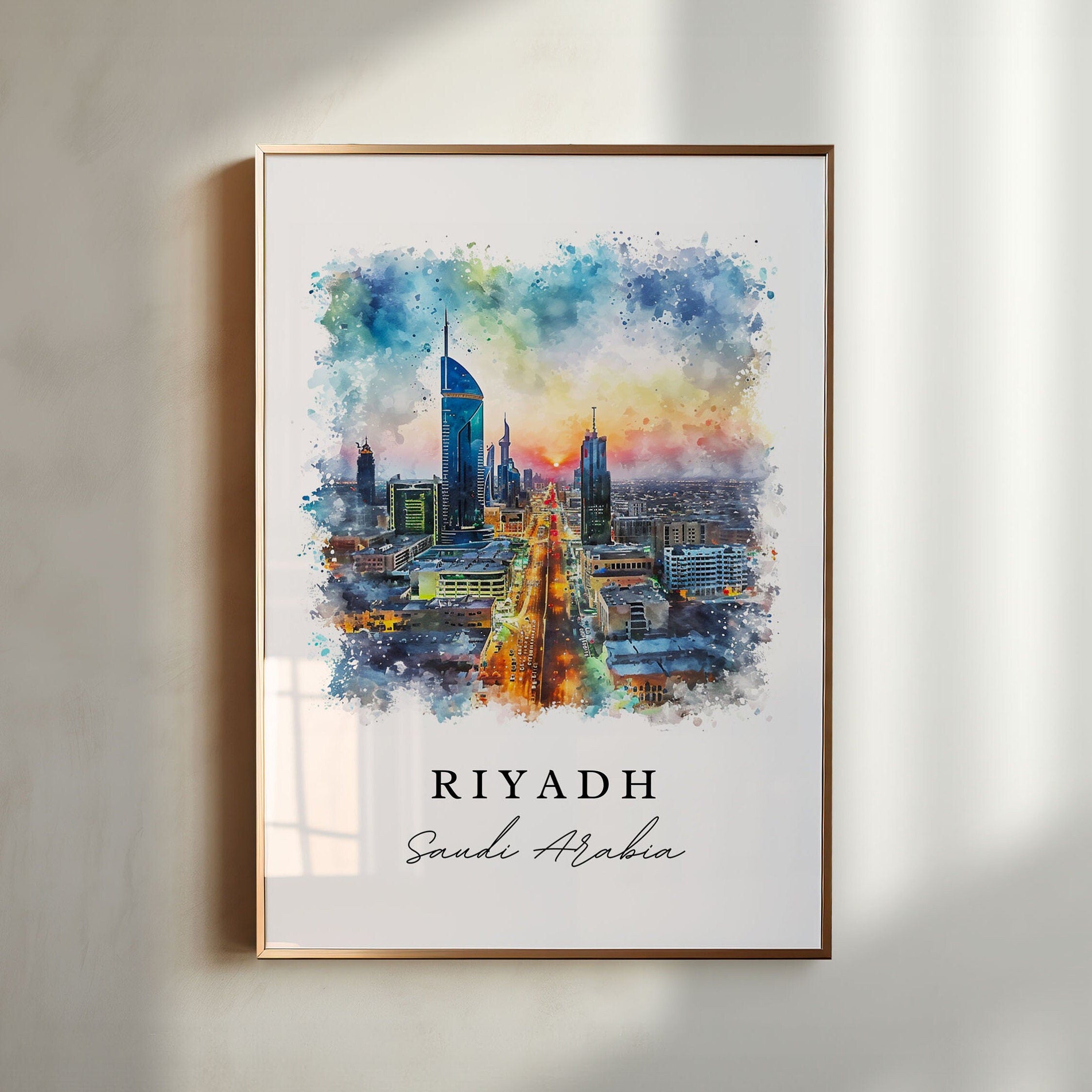 Riyadh wall art - Saudi Arabia, Riyadh print, Riyadh Skyline gift, Bir ...