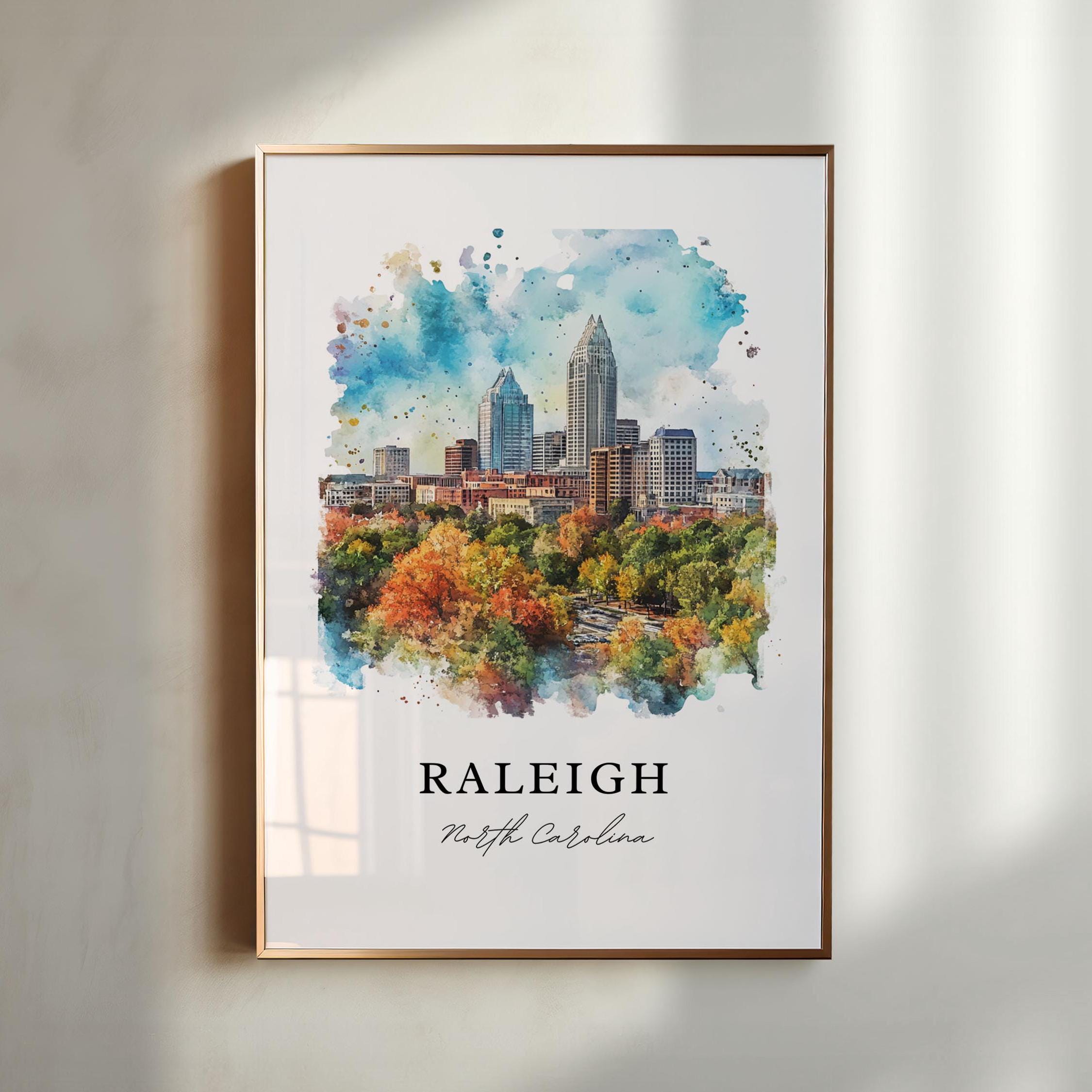 Raleigh NC Wall Art, Raleigh Print, Raleigh Watercolor Art, Raleigh No ...