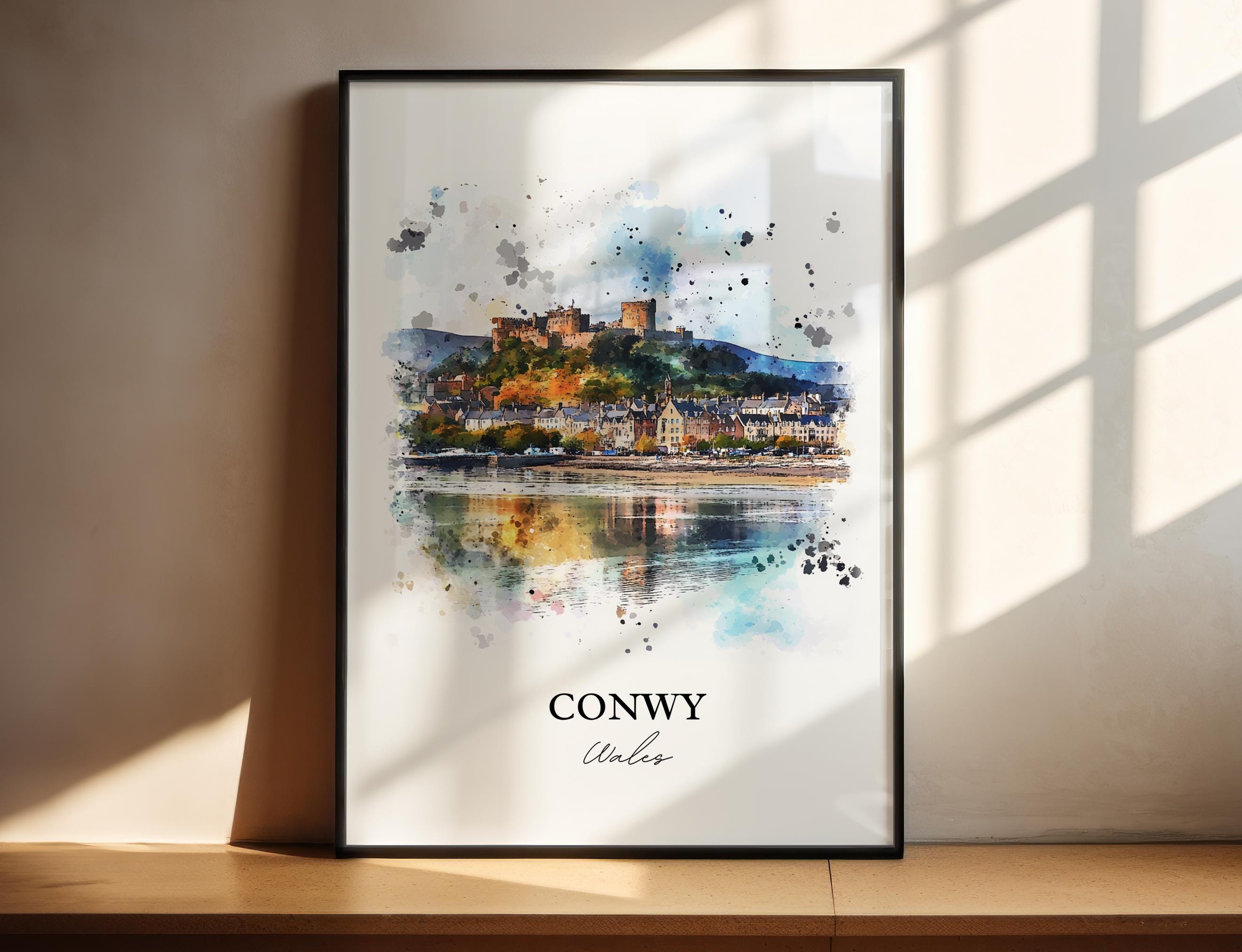 Conwy Wales Wall Art, Conwy Print, Wales Watercolor Art, Conway Wales ...
