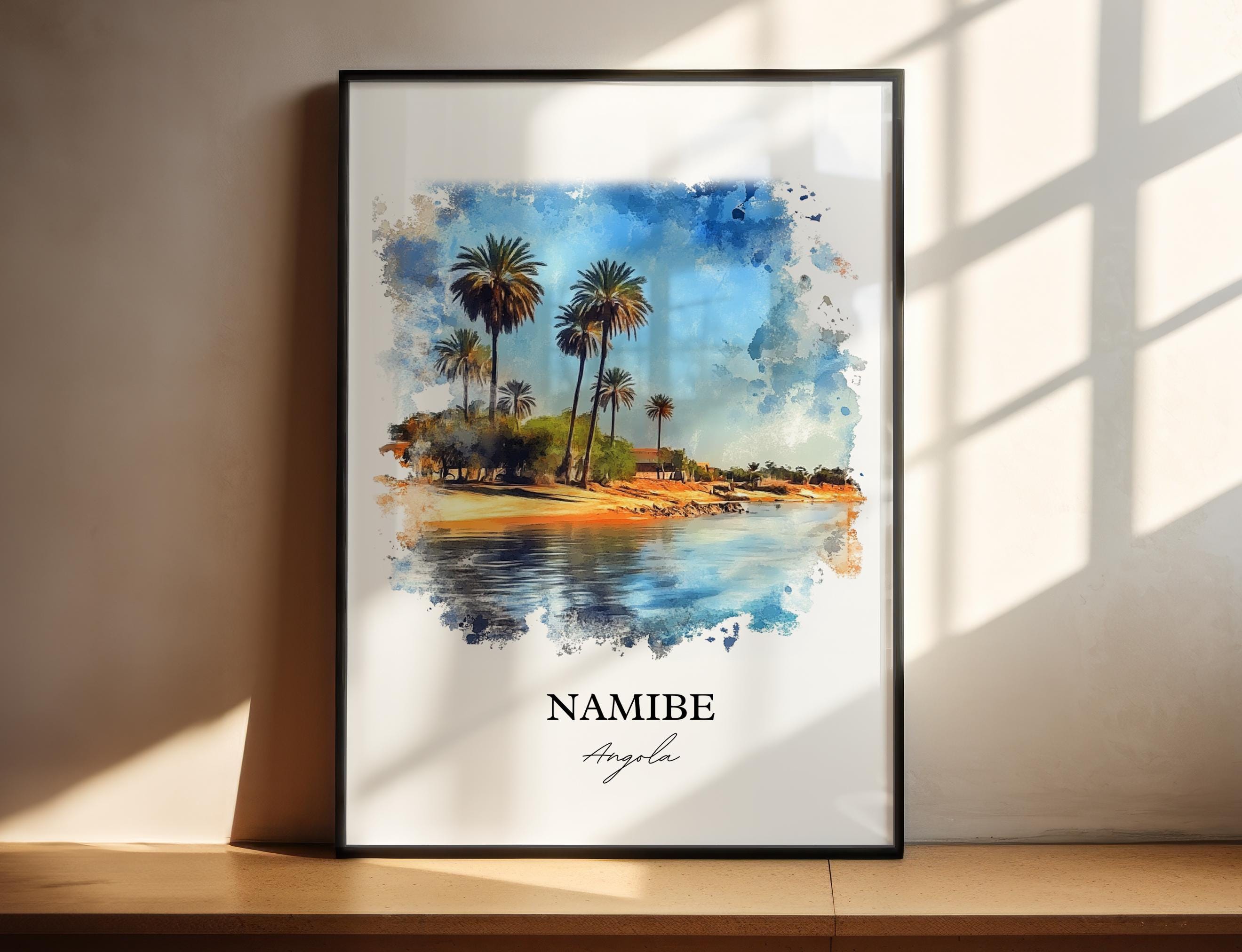 Namibe Angola Wall Art, Angola Print, Angola Watercolor Art, Namibe Gi ...