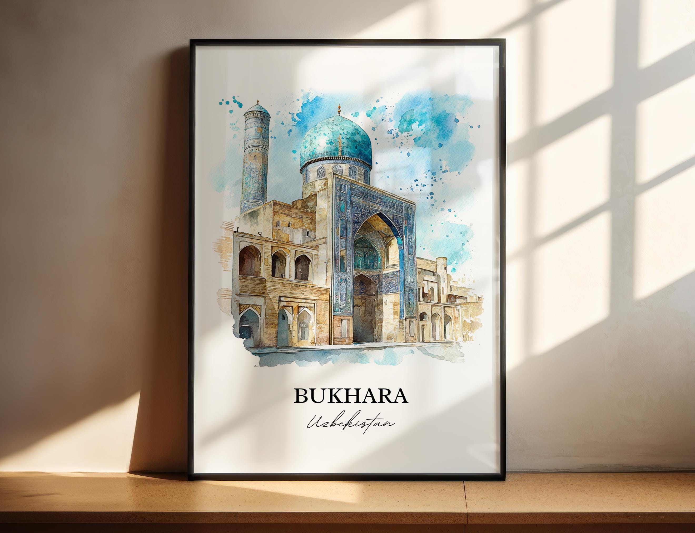 Bukhara Wall Art, Bukhara Print, Uzbekistan Watercolor Art, Bukhara Gi ...