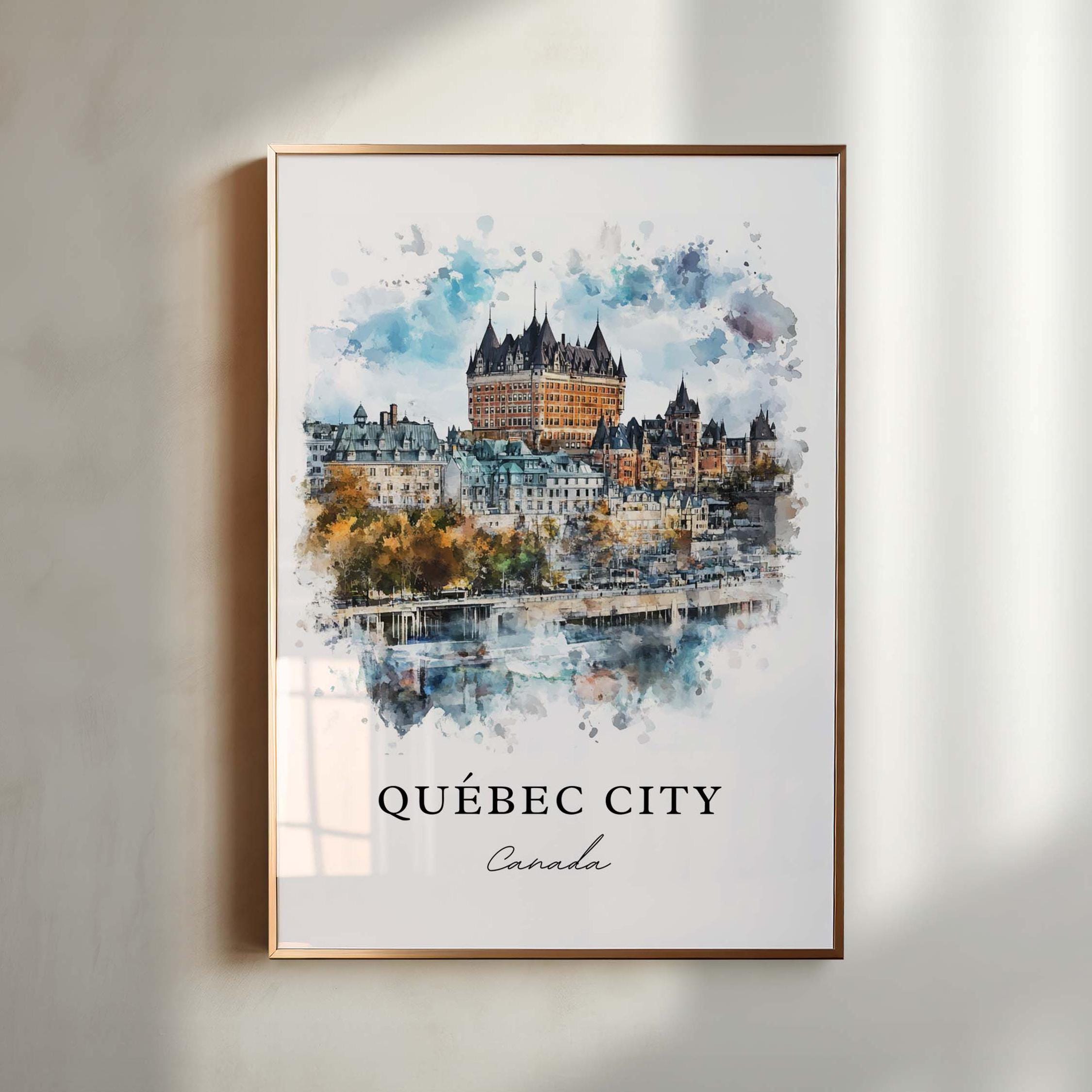 Quebec City Wall Art, Quebec Print, Quebec Watercolor Art, Quebec City ...