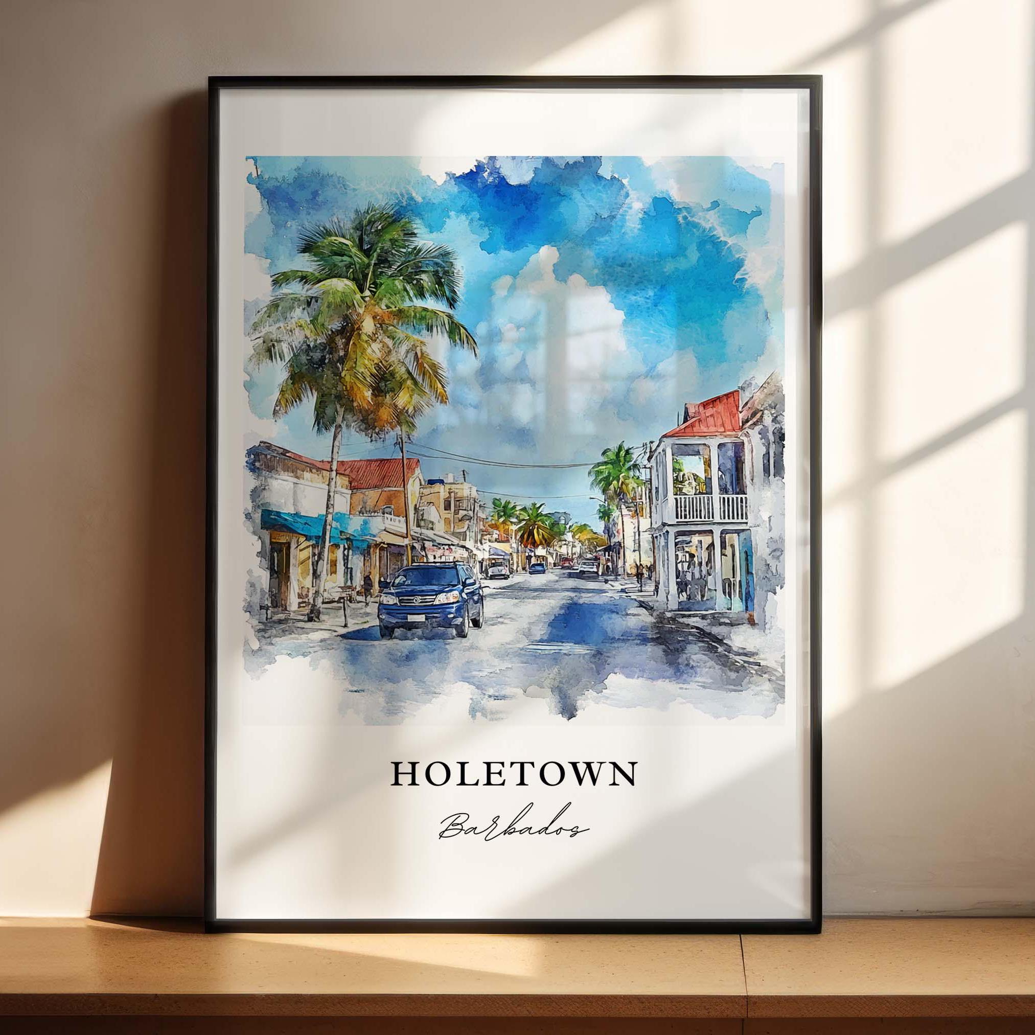 Holetown Wall Art, Holetown Barbados Print, Holetown Watercolor Art, B ...
