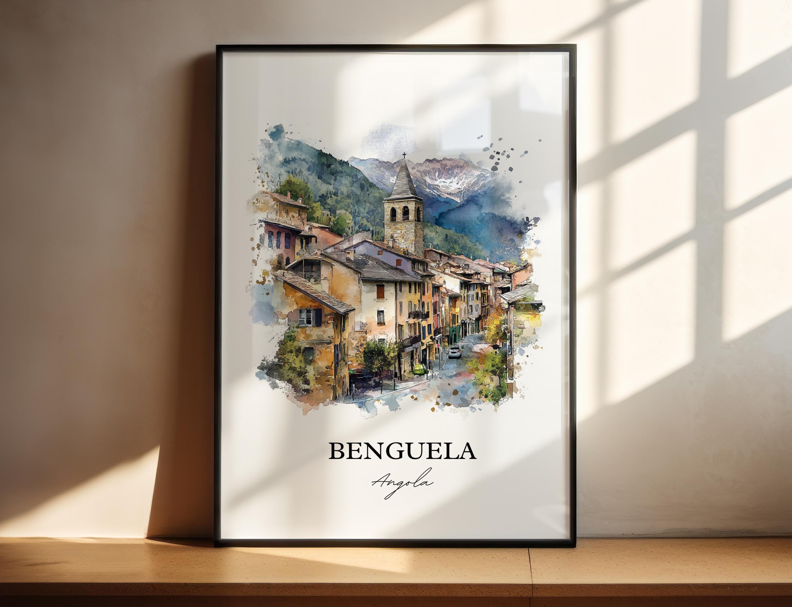 Benguela Wall Art, Angola Print, Angola Watercolor Art, Benguela Gift ...