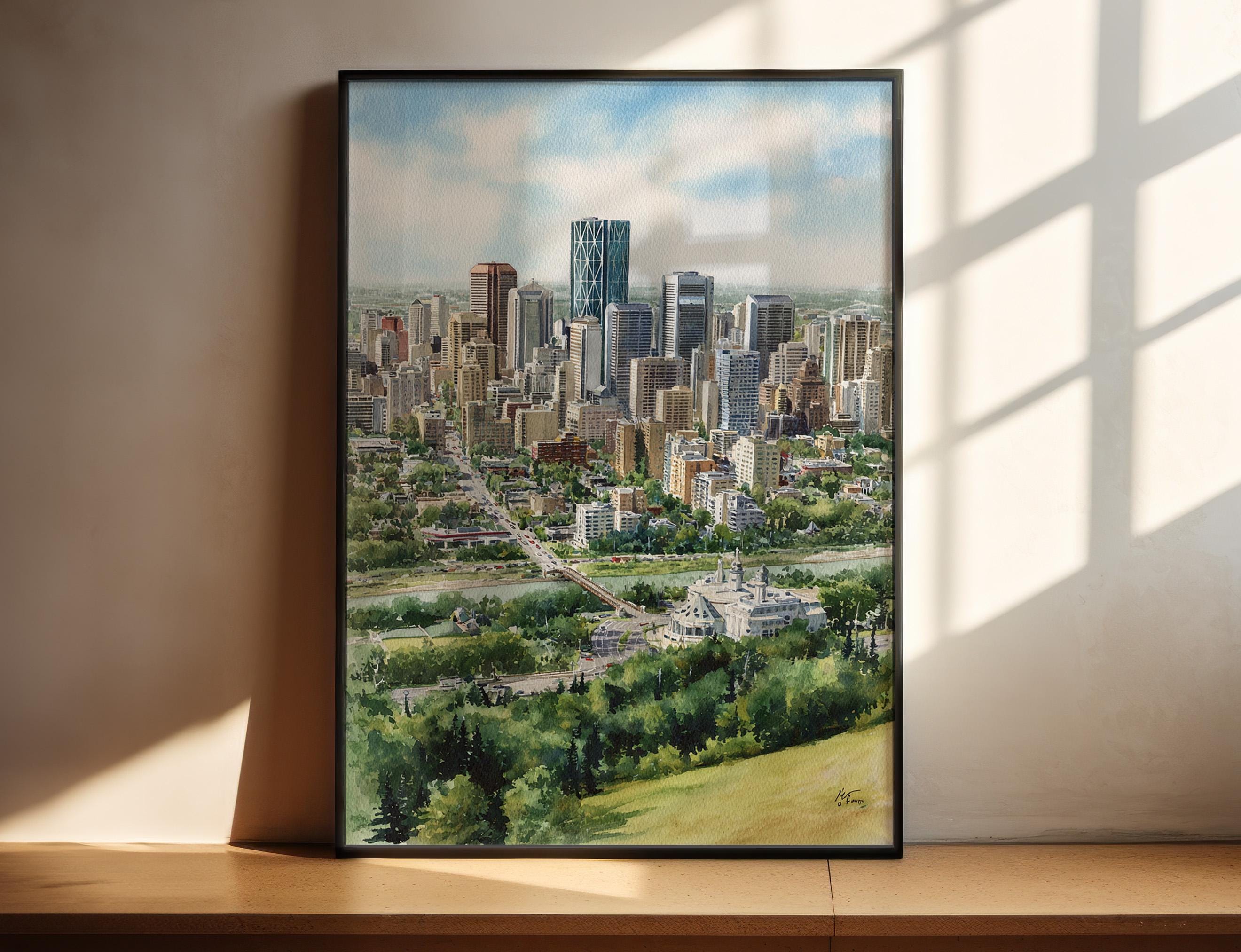 Edmonton Watercolor Art Edmonton Travel Print Edmonton Canada Artwork ...