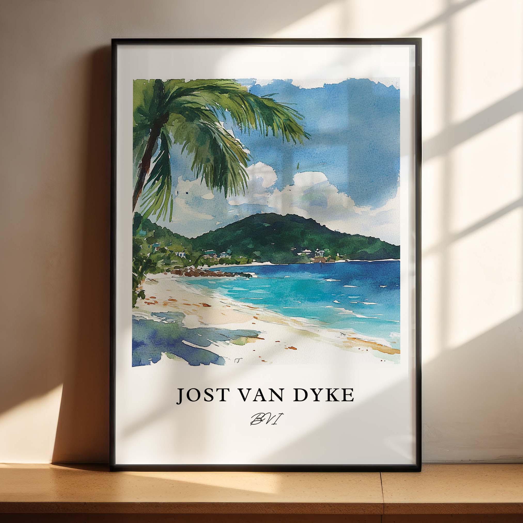 Jost Van Dyke Wall Art, BVI Print, Jost Van Dyke Watercolor Art, Briti ...