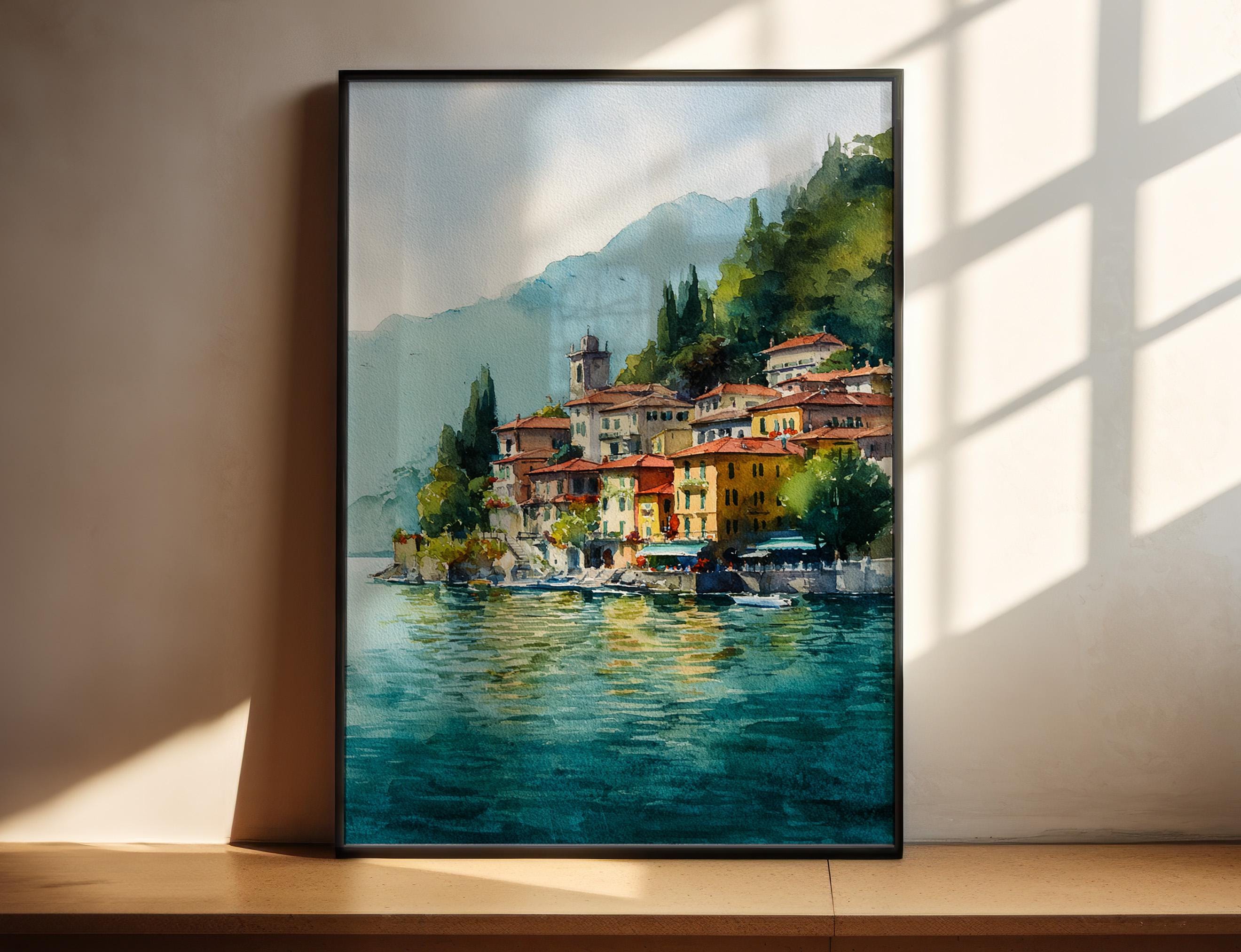 Lake Como Watercolor Art Lake Como Travel Print Como Italy Artwork Lake ...