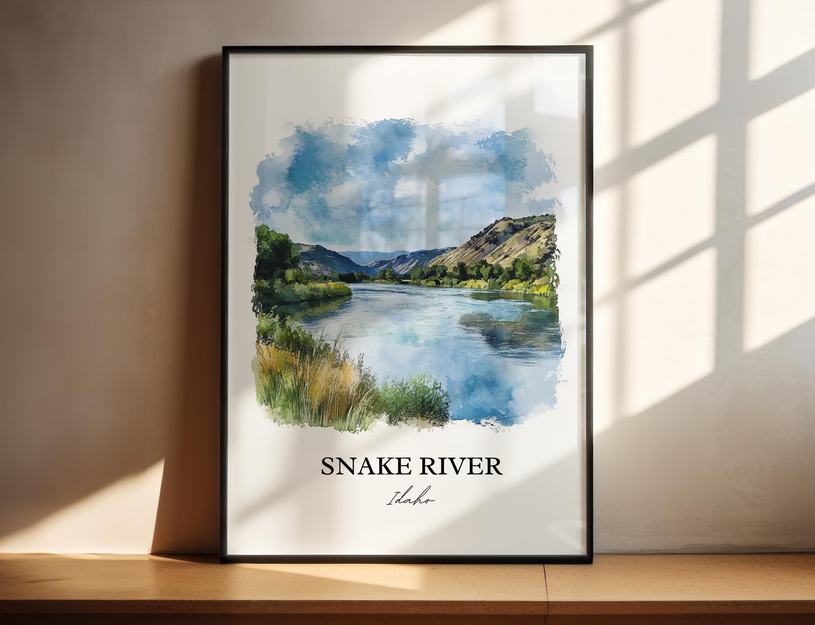 Snake River ID Wall Art, Columbia River Print, Idaho Watercolor Art, S ...