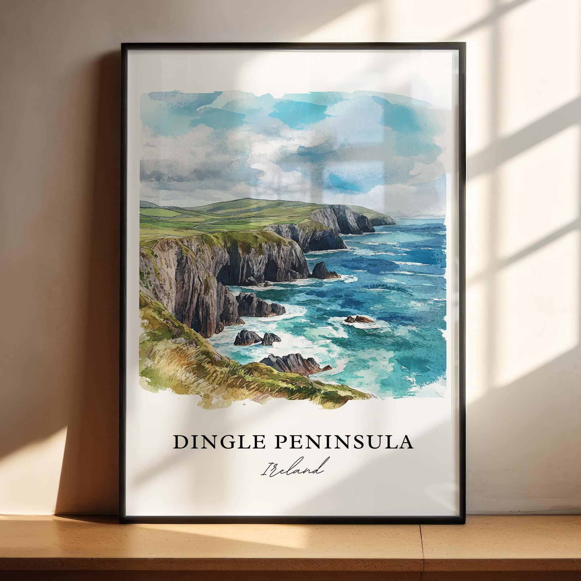 Dingle Peninsula Wall Art, Dingle Ireland Print, Dingle Watercolor Art ...