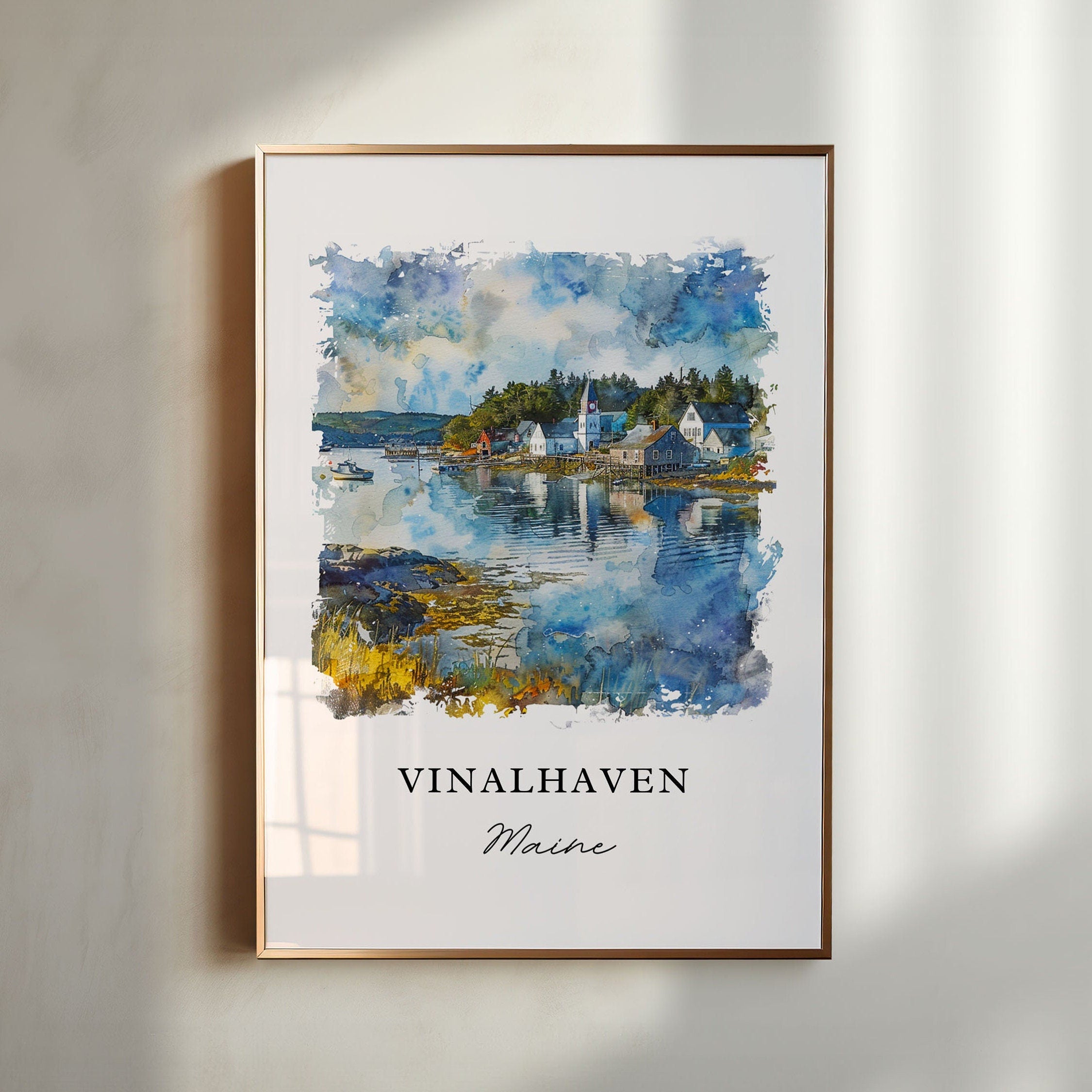 Vinalhaven ME Wall Art, Fox Islands Print, Vinalhaven MA Watercolor, V ...