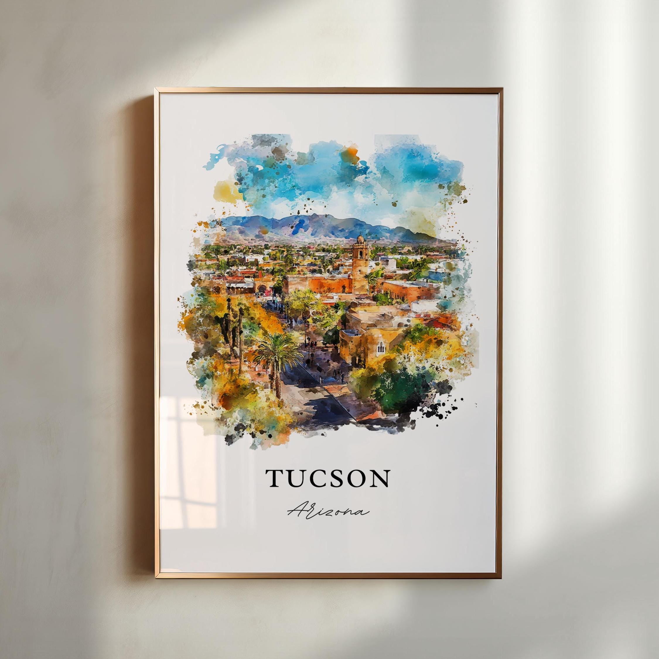 Tucson AZ Wall Art, Tucson Print, Tucson Watercolor Art, Pima County G ...