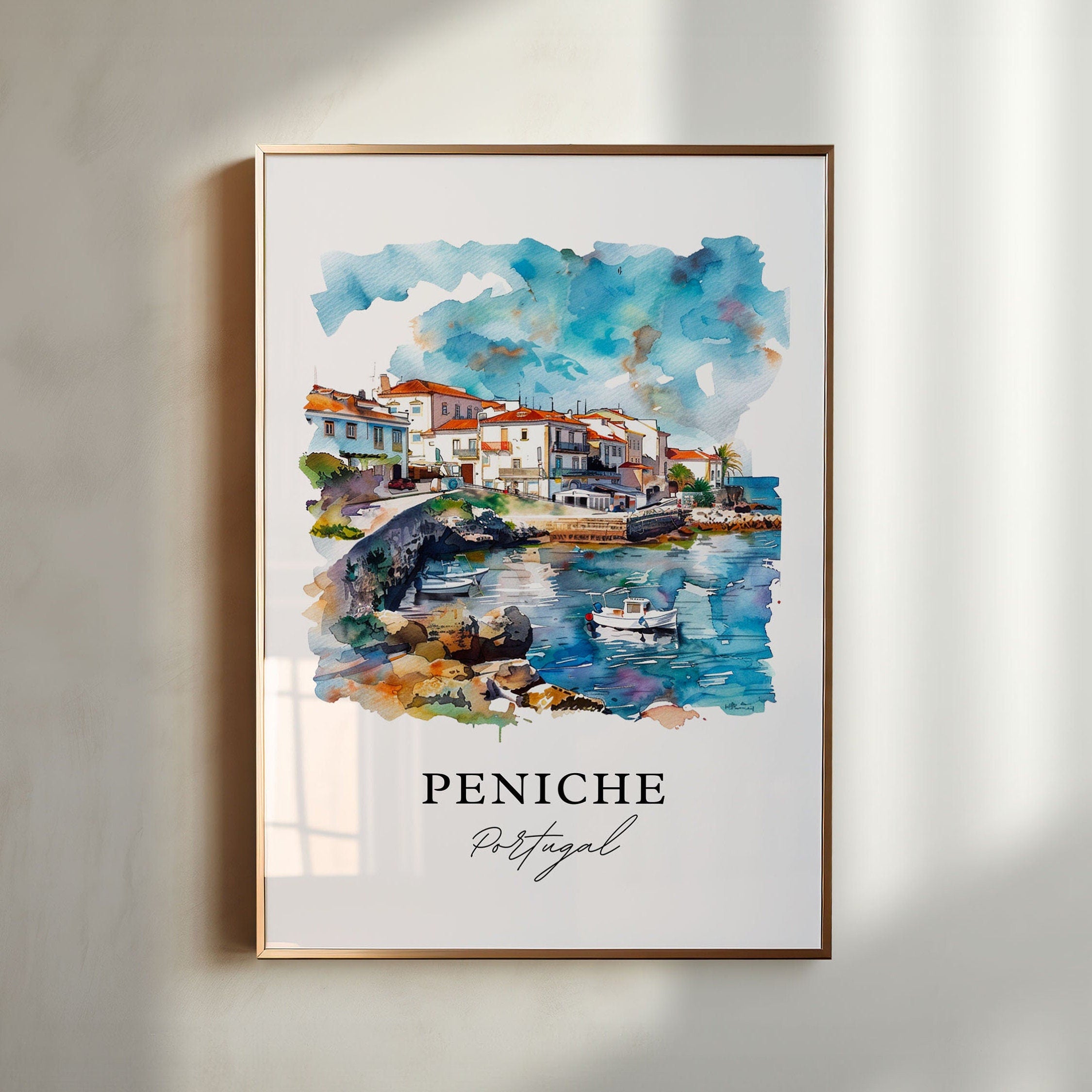 Peniche Portugal Wall Art, Peniche Print, Peniche Portugal Watercolor ...