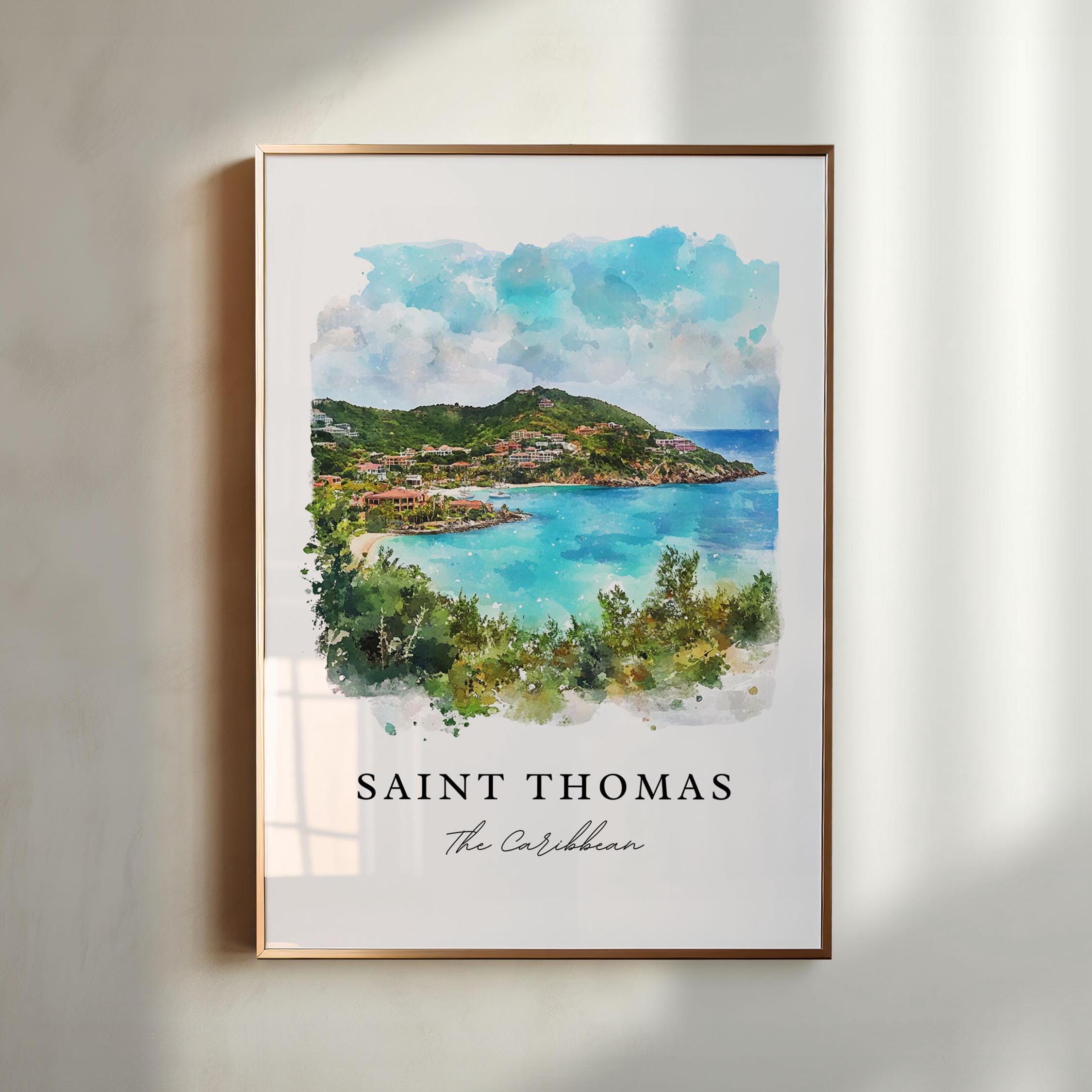 Saint Thomas Wall Art, St Thomas Print, St Thomas Watercolor Art, US V ...