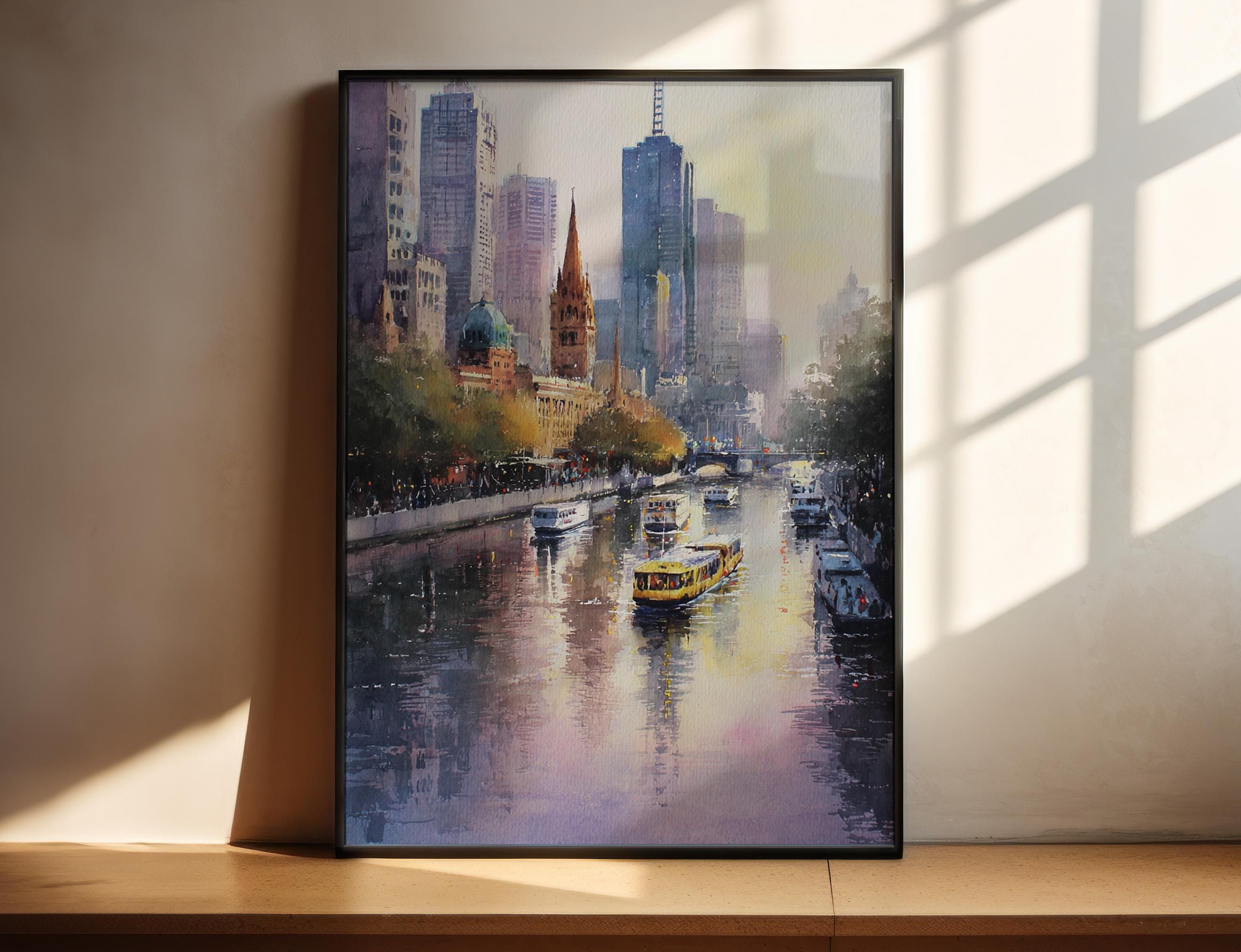 Melbourne Watercolor Art Melbourne Travel Print Melbourne Artwork ...