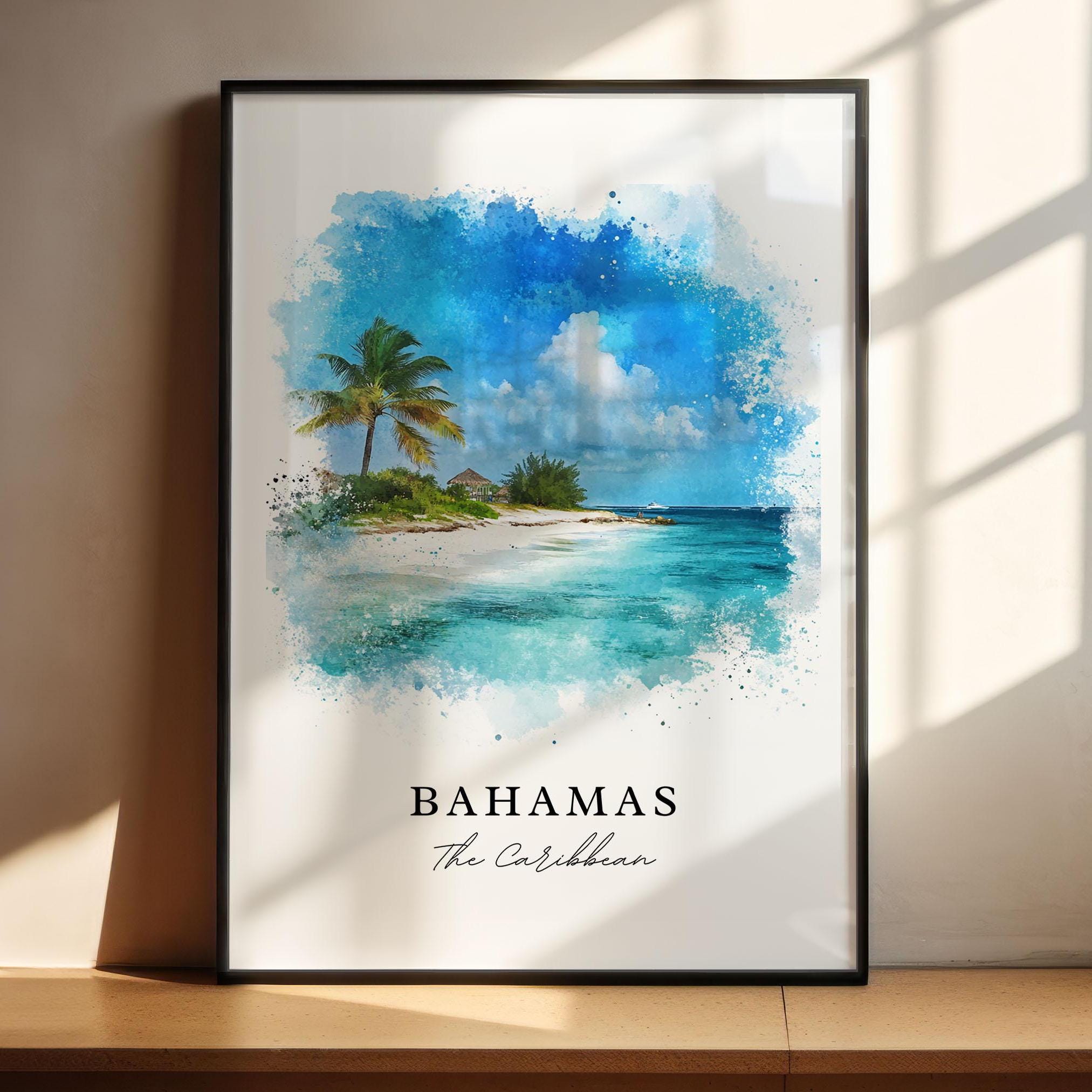 Bahamas Wall Art - Caribbean Beach Print, Framed or Unframed Options ...