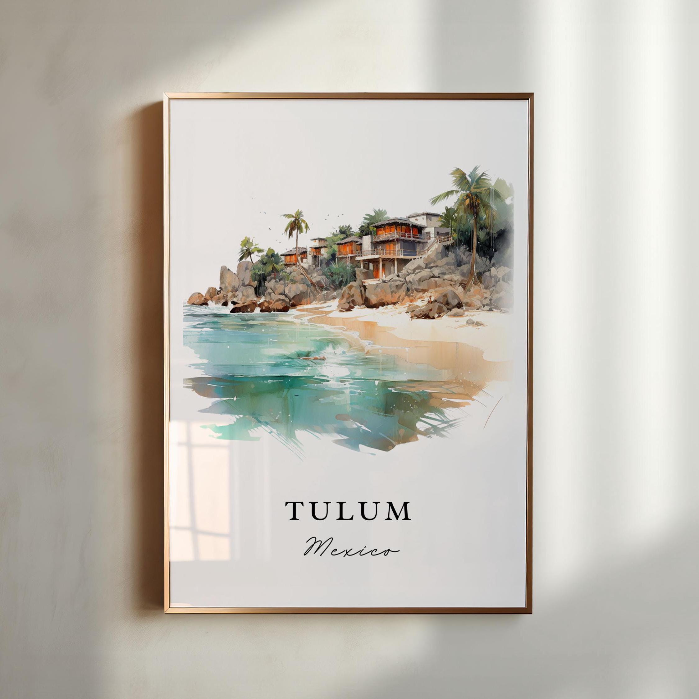 Tulum Mexico wall art - Mexico, Tulum poster, Tulum Wedding gift, Tulu ...