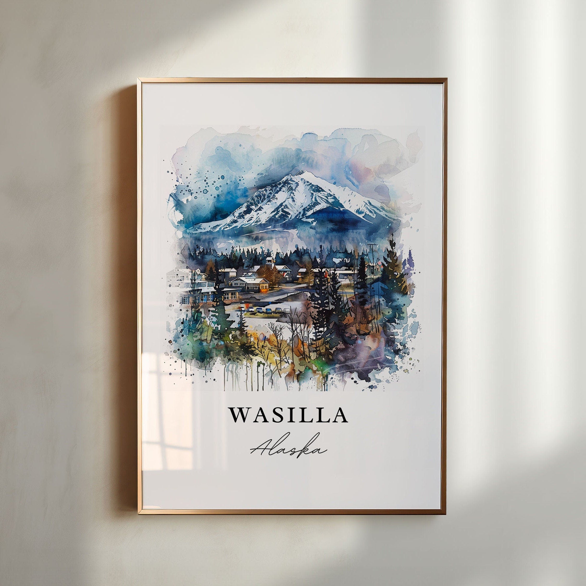 Wasilla Alaska Wall Art, Wasilla AK Print, Wasilla AK Watercolor, Cook ...