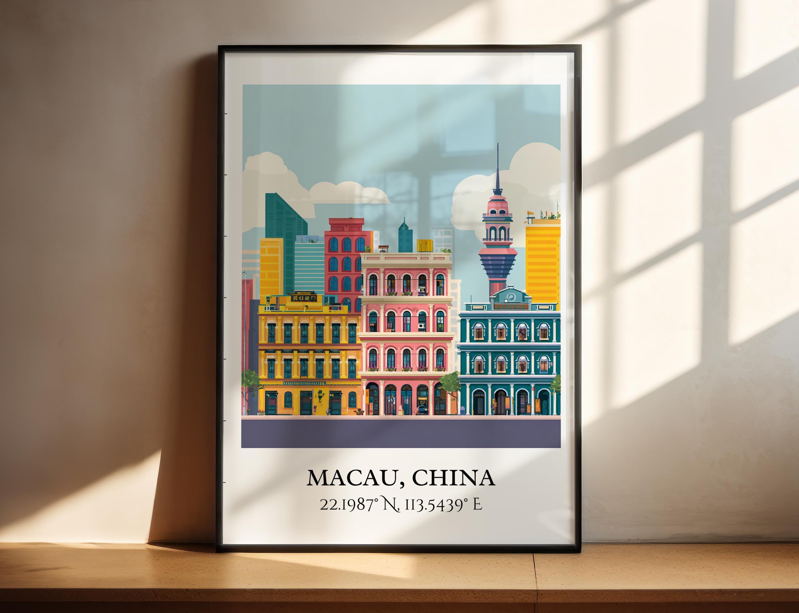 Macau Wall Art, Macau Print, Macau Watercolor Art, Macau China Gift, C ...