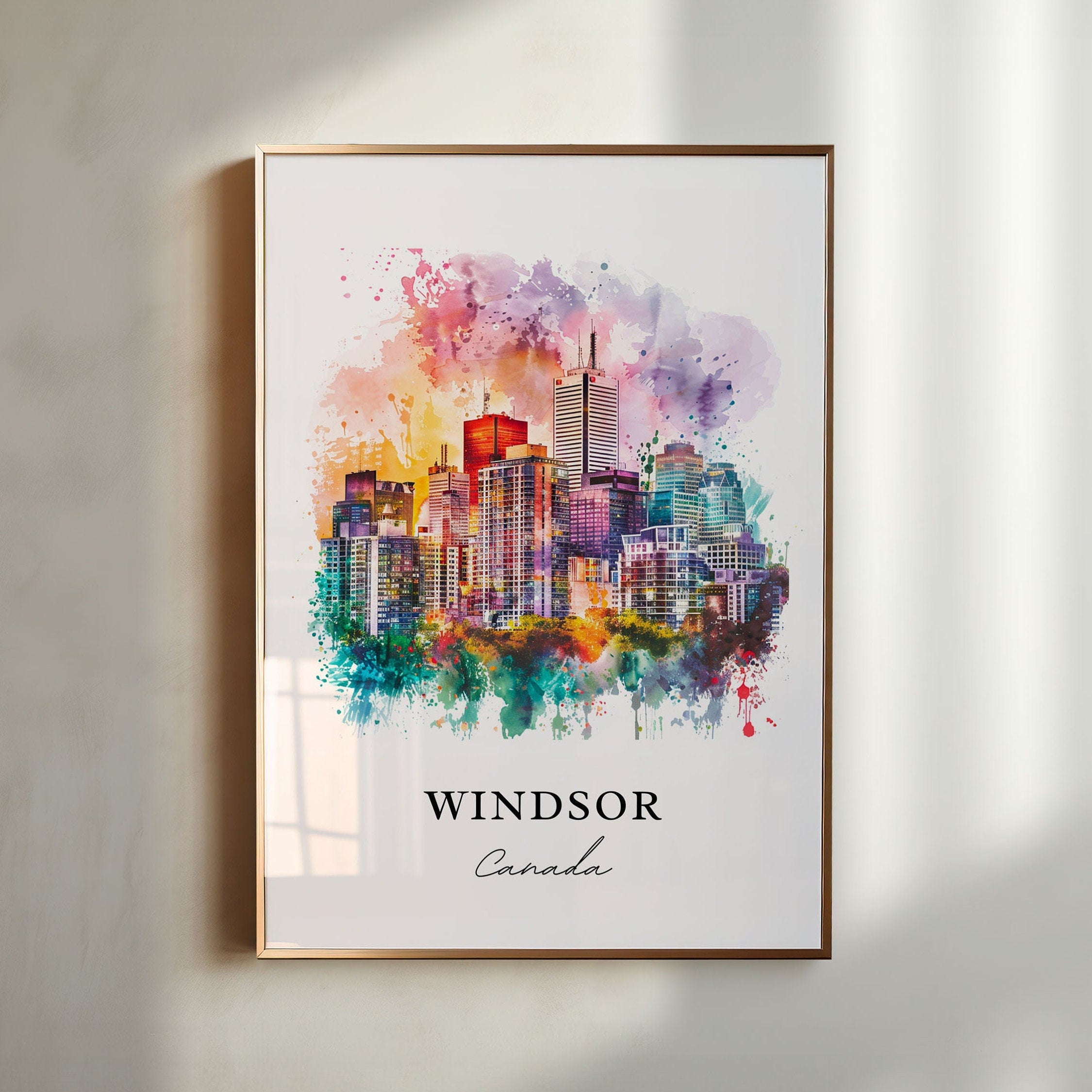 Windsor Ontario Wall Art, Windsor Print, Windsor Canada Watercolor, Wi ...