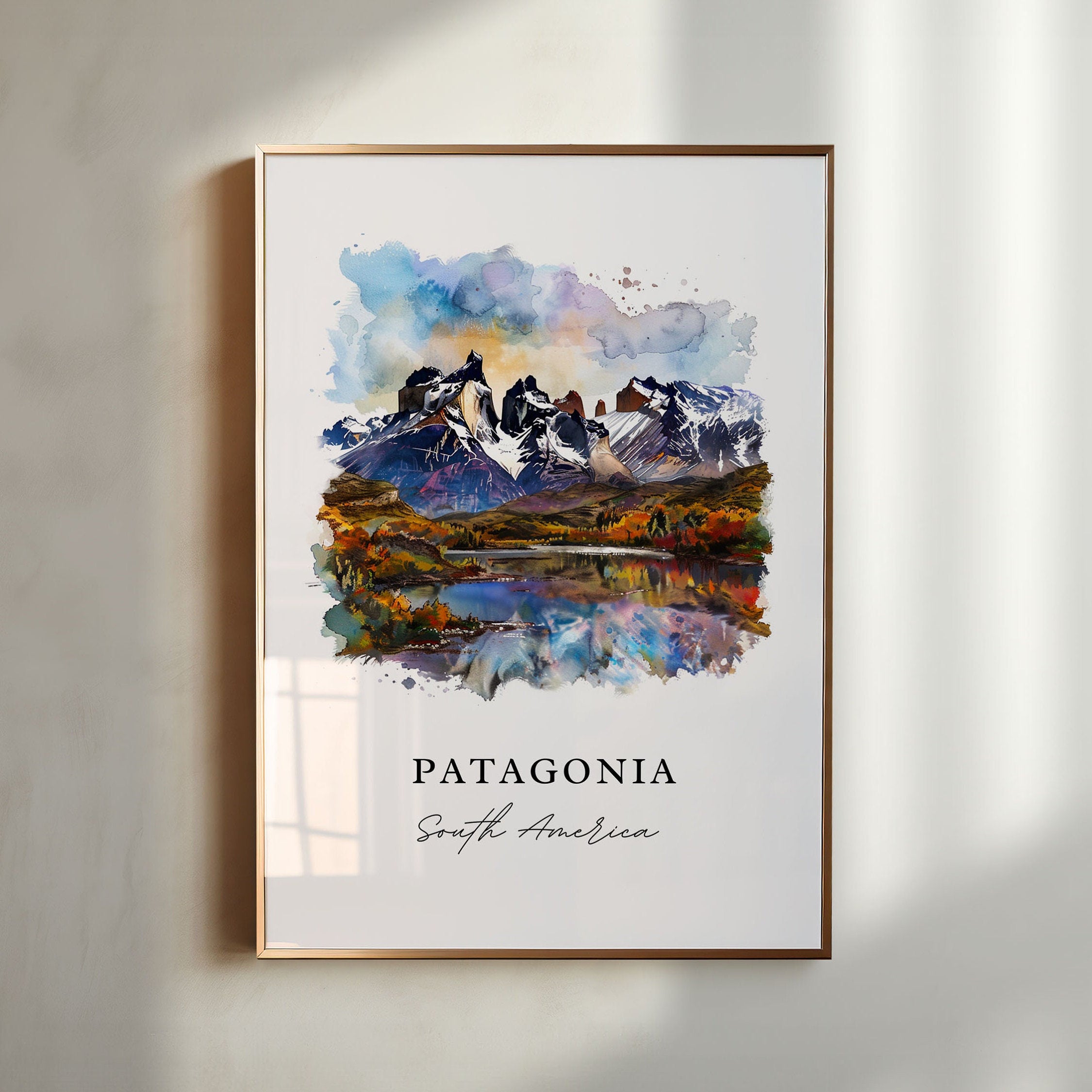 Patagonia South America Art, Patagonia Print, Patagonia Watercolor, Ar ...