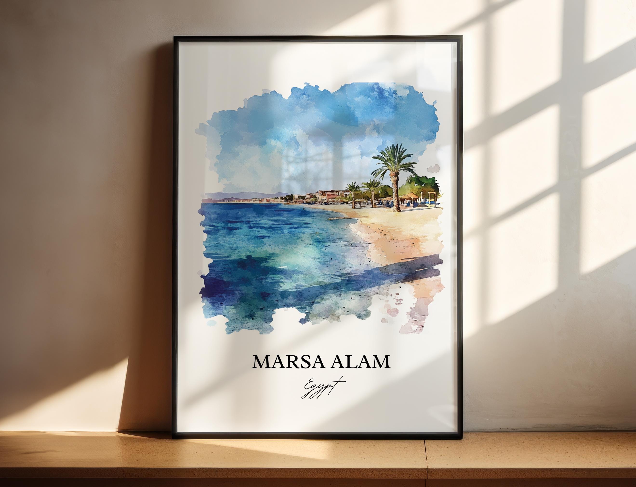 Marsa Alam Wall Art, Abu Dabab Bay Print, Egypt Watercolor Art, Marsa ...