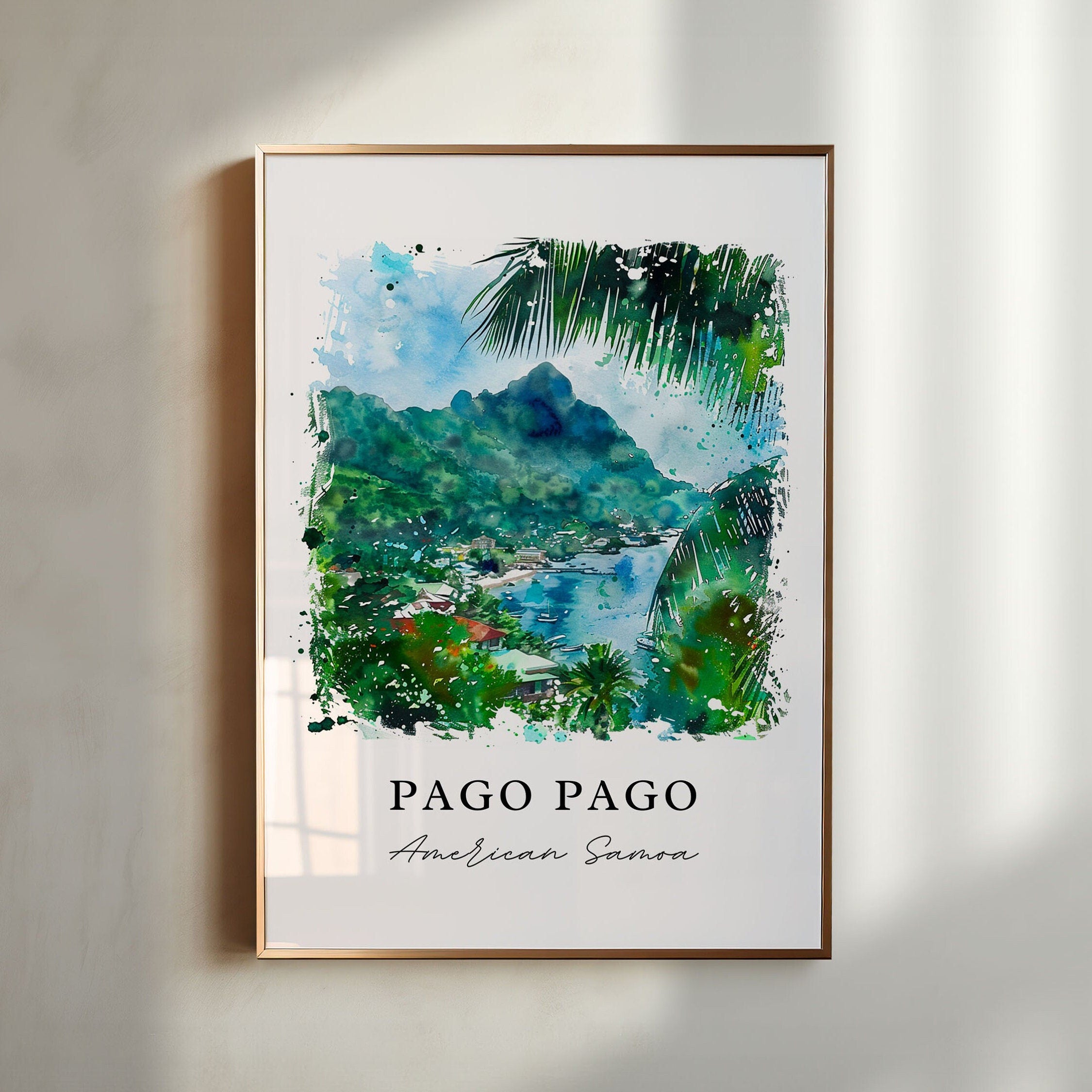 Pago Pago Wall Art, Pago Pago Print, Pago Pago Watercolor, Pago Pago P ...