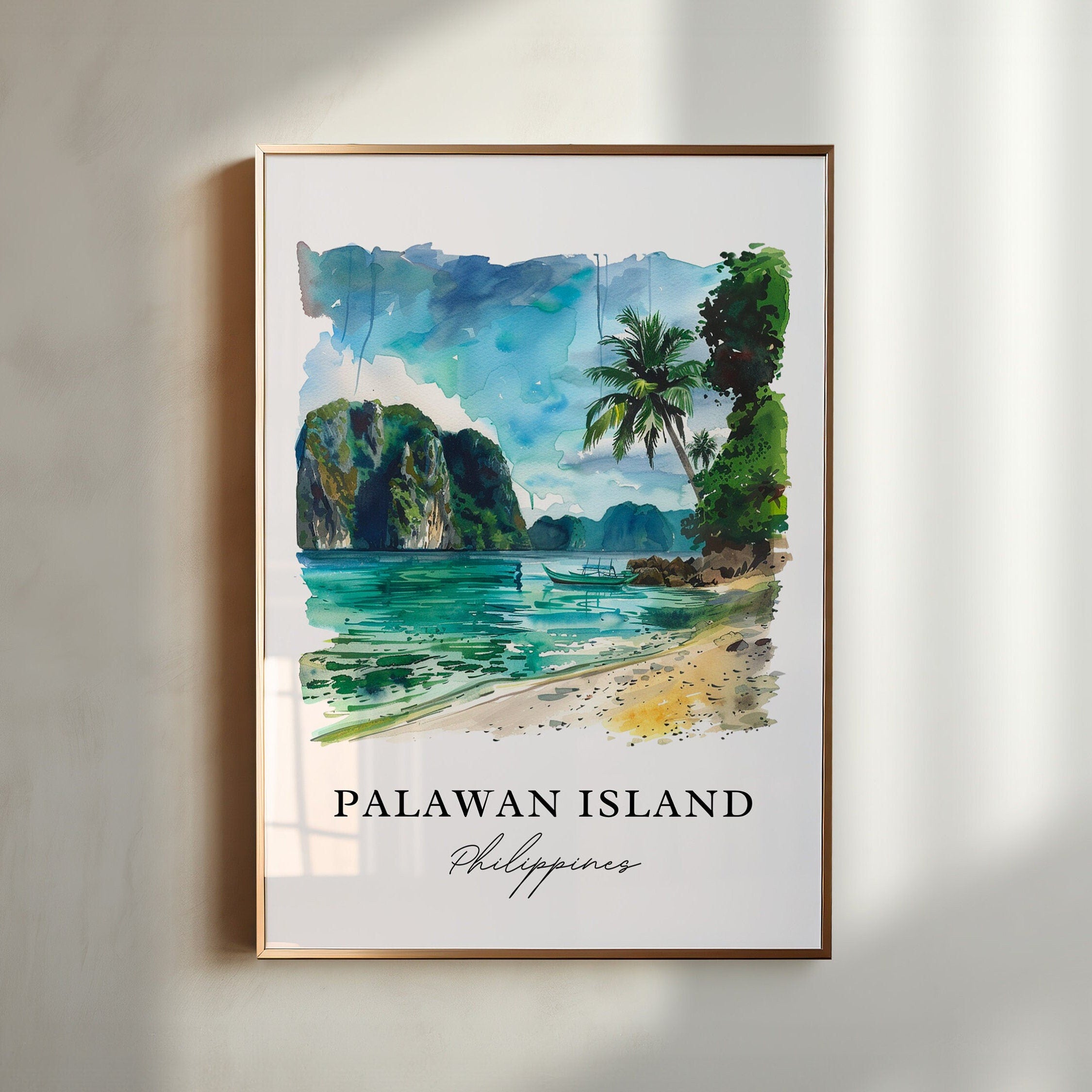 Palawan Island Wall Art, Palawan Philippines Print, Palawan Watercolor ...