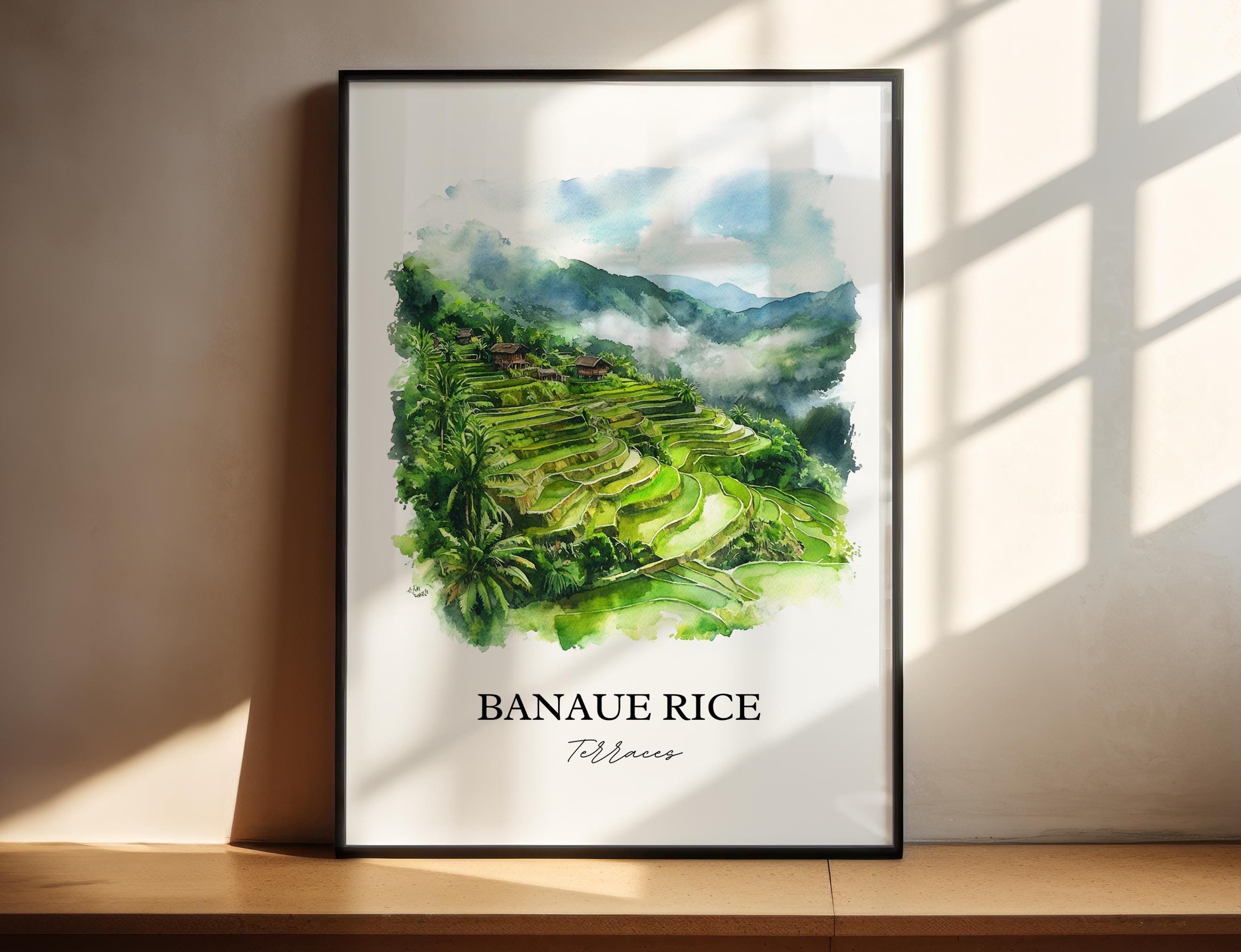 Banaue Rice Terraces Art, Banaue Print, Philippines Artwork, Banaue Ri ...
