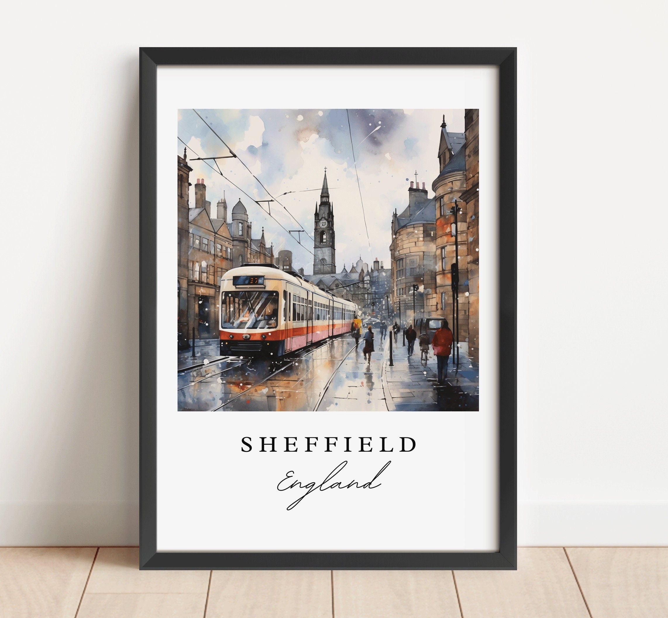 Sheffield traditional travel art - England, Sheffield poster, Wedding ...