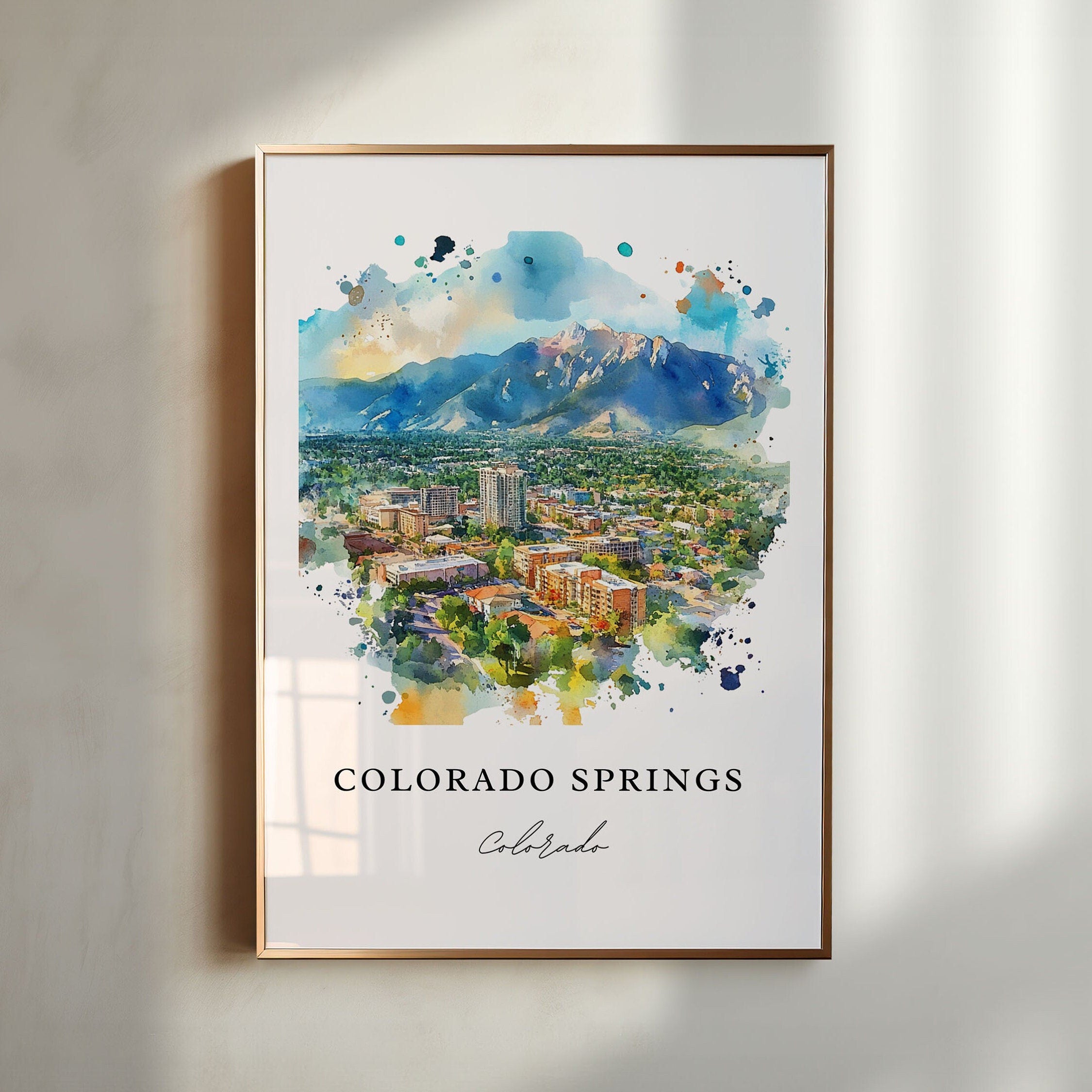 Colorado Springs Wall Art, Colorado Springs Print, CO Springs Watercol ...