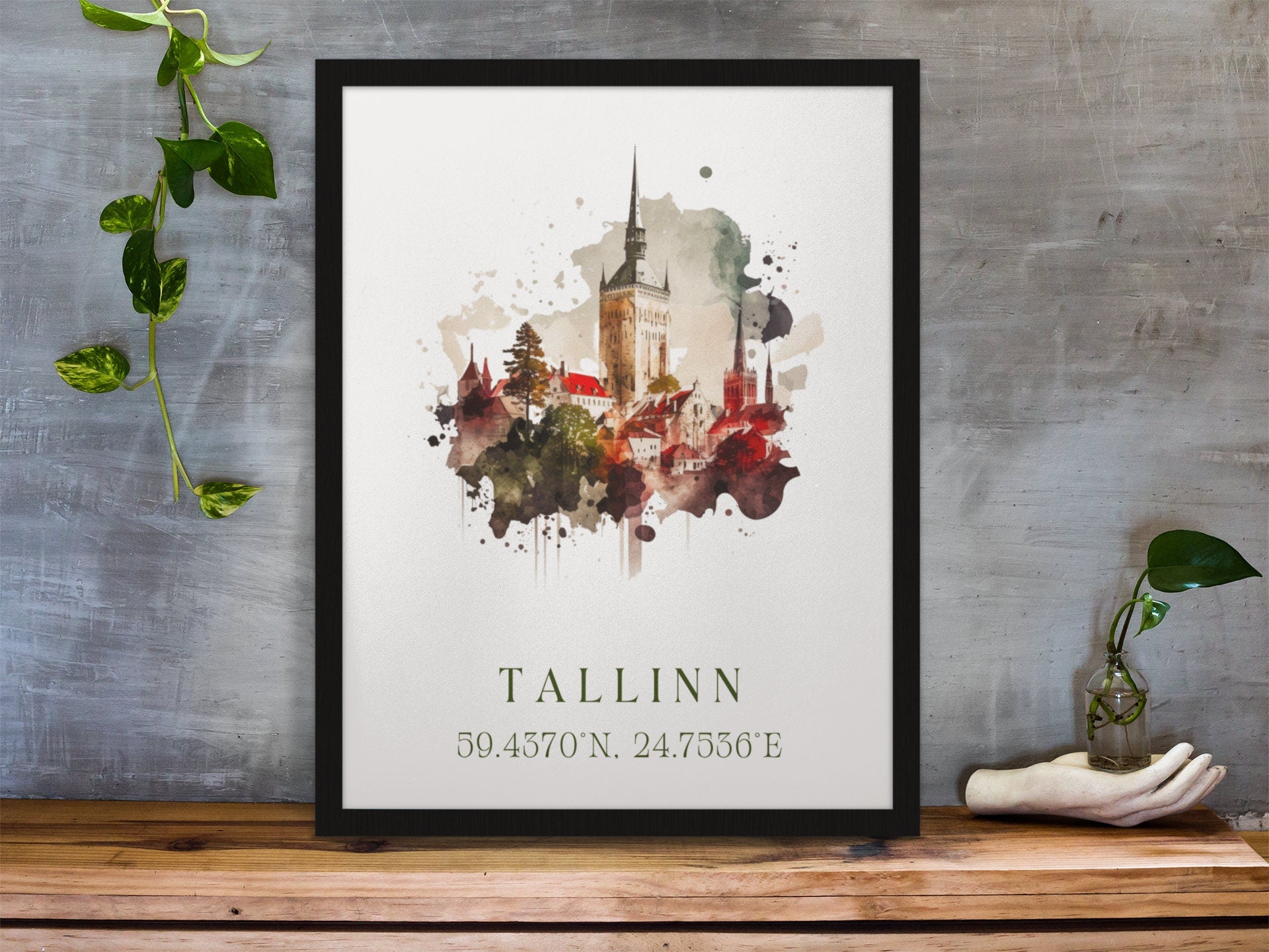 Tallinn traditional travel art - Estonia, Tallinn poster, Wedding gift ...