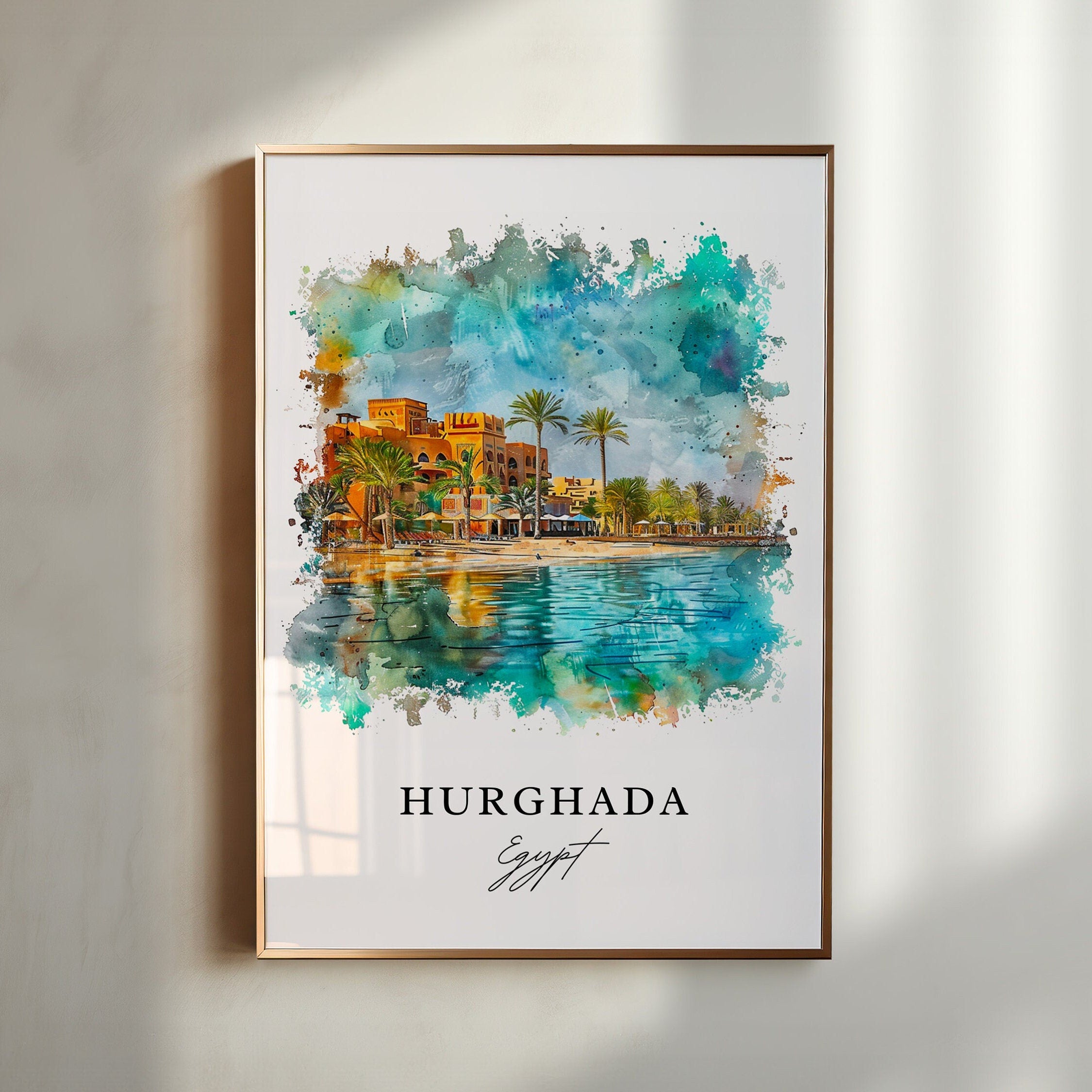 Hurghada Wall Art, Hurghada Egypt Print, Hurghada Watercolor, Hurghada ...