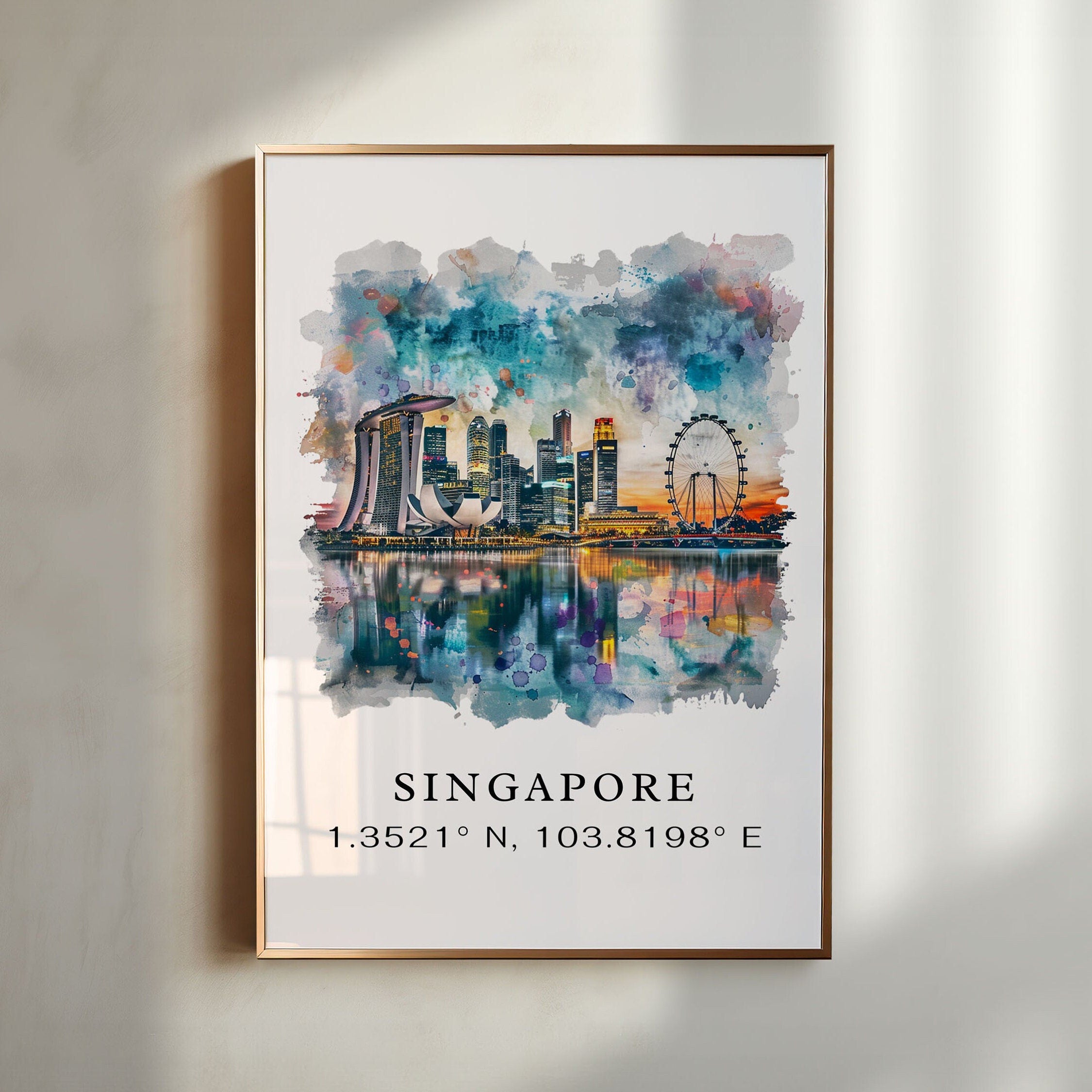 Singapore Coordinates Art Print, Singapore Print, Asia Wall Art, Singa ...