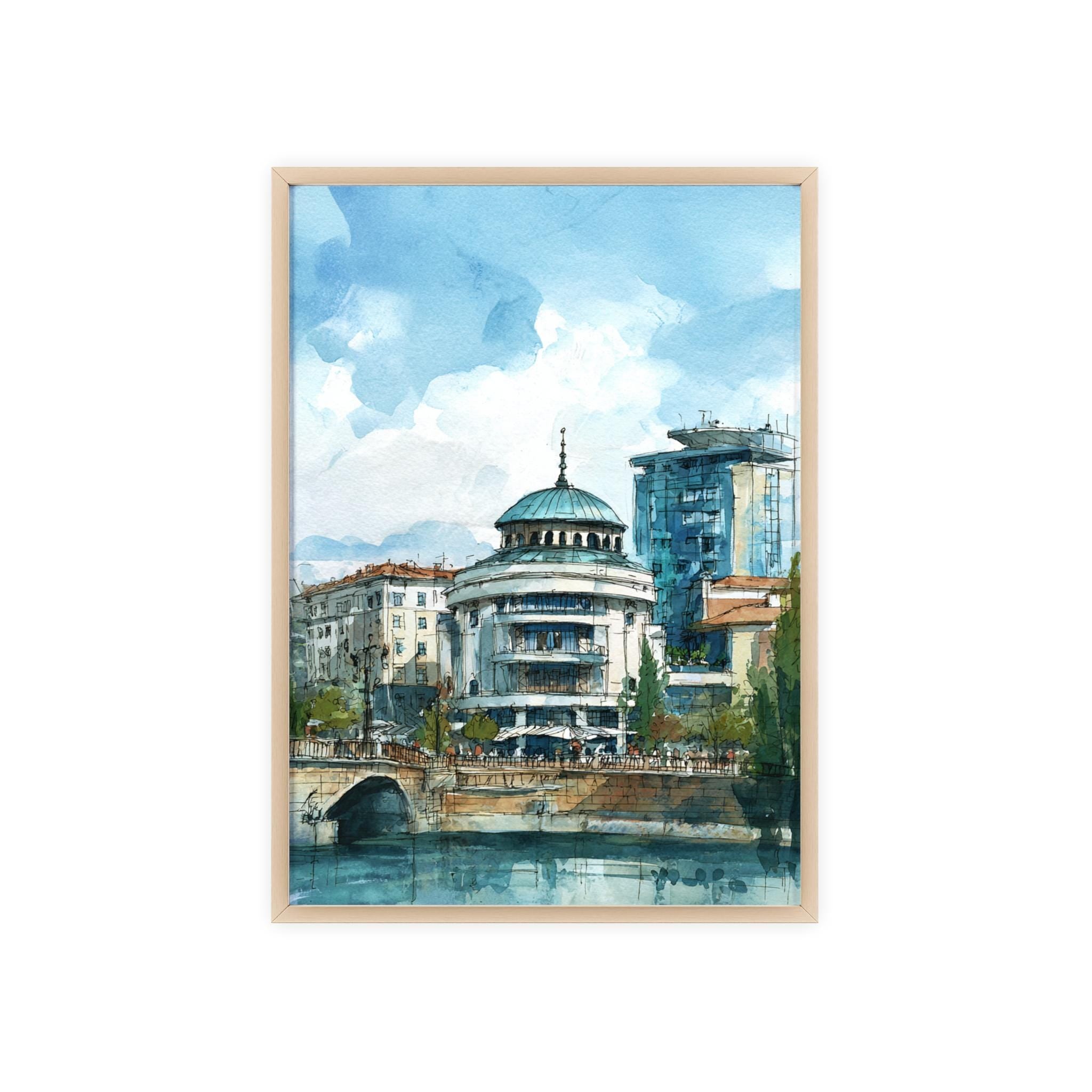 Skopje Watercolor Art Skopje Travel Print Macedonia Artwork Skopje City ...