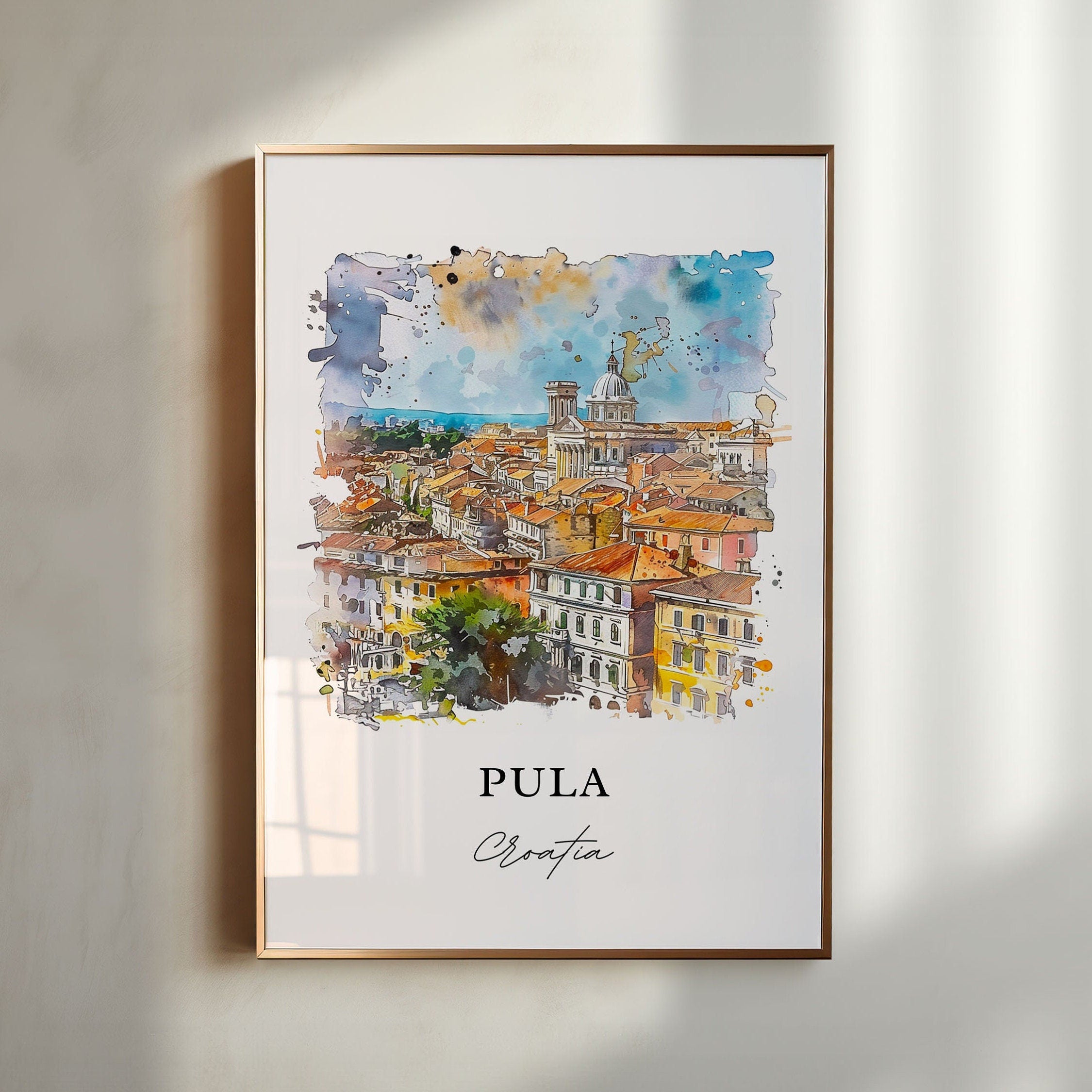 Pula Croatia Wall Art, Pula Print, Pula Istrian Peninsula Watercolor ...