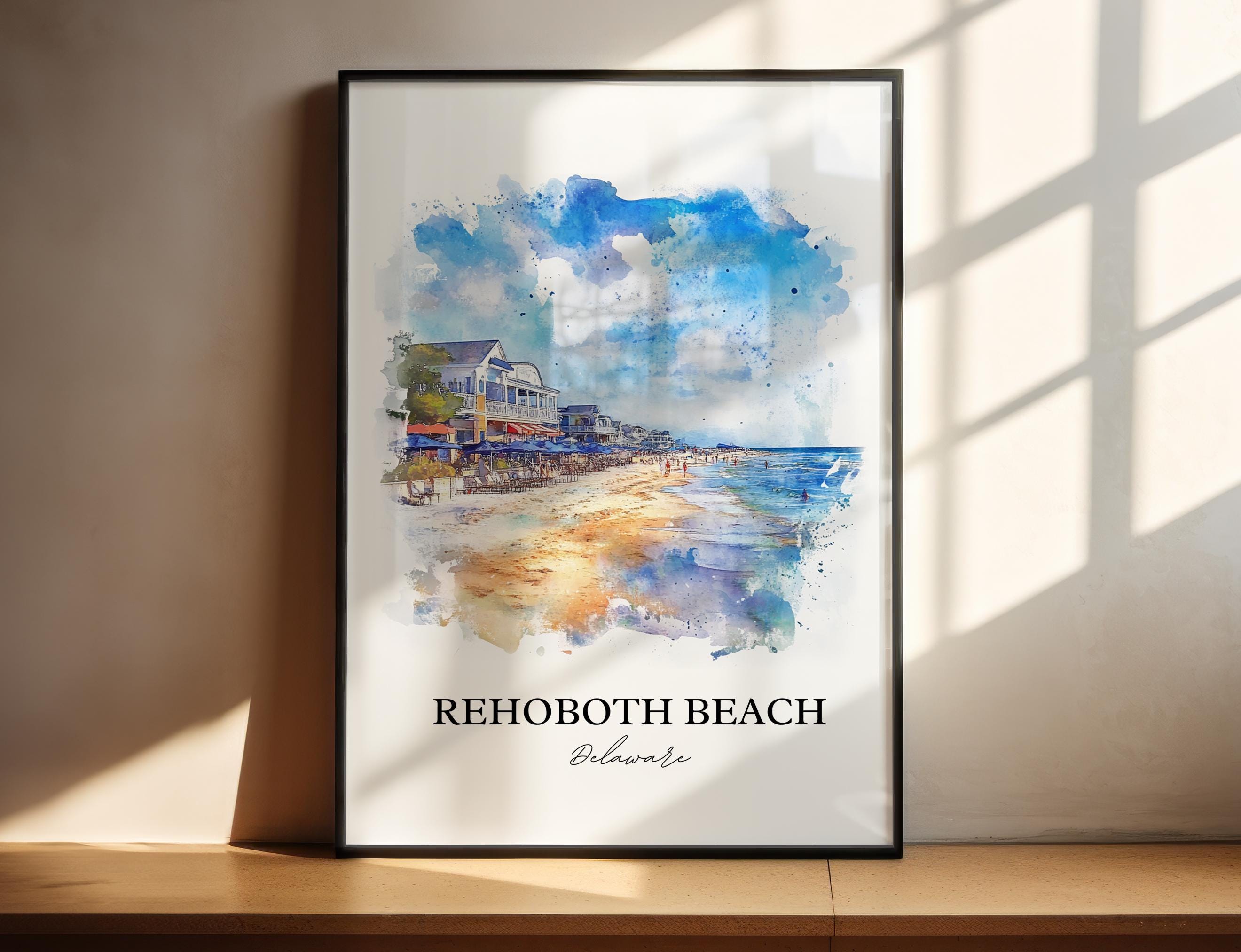 Rehoboth Beach Wall Art, Rehoboth Print, Delaware Watercolor Art, Reho ...